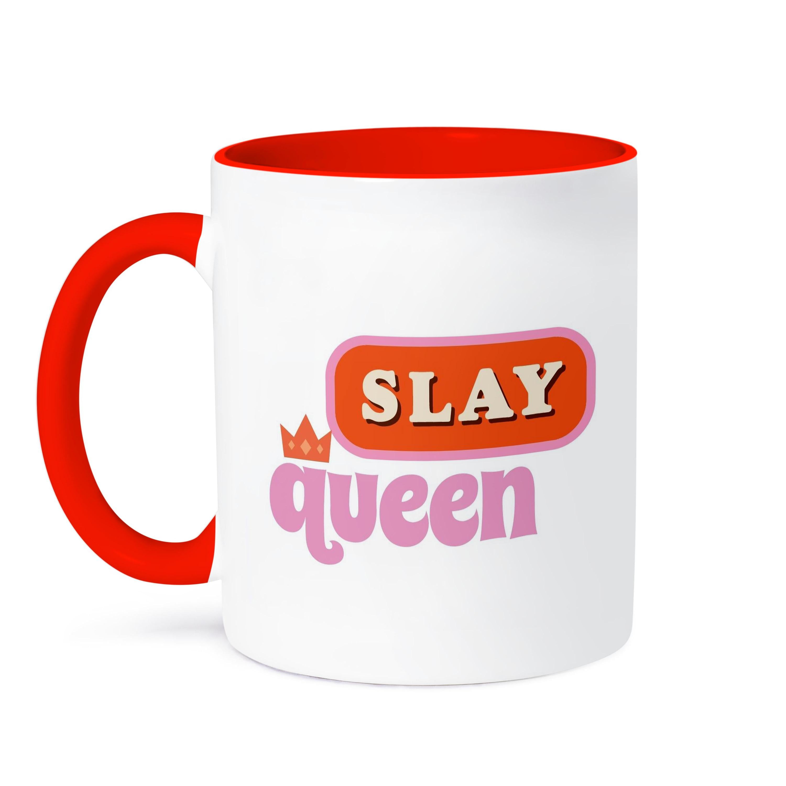 3dRose, Simple Text of Slay Queen, 15oz Two-Tone Red Mug - Walmart.com