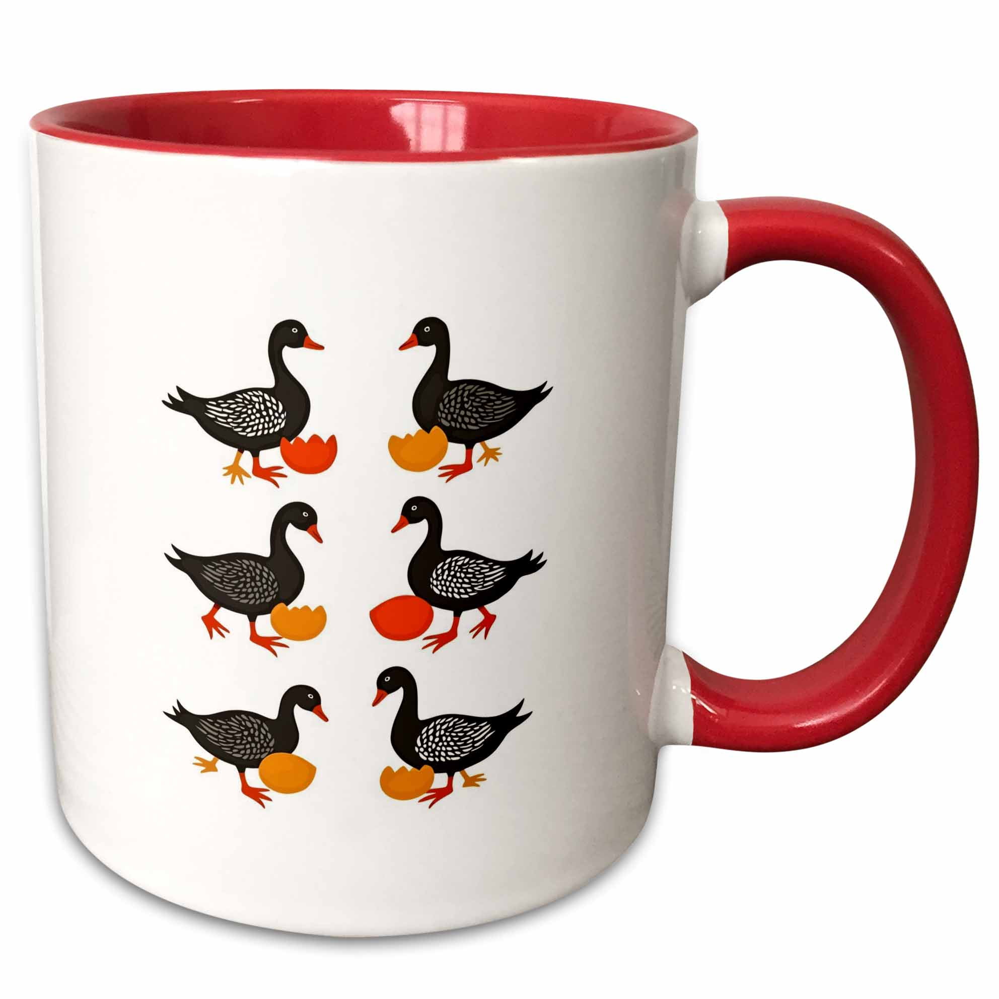 3drose, Six Geese A-laying Mid-century Retro Cut-out, 11oz Two-tone Red ...