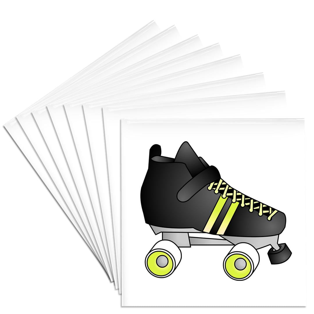 3dRose, Skating Gifts - Black and Yellow Roller Skate, Set of 8 Ceramic ...
