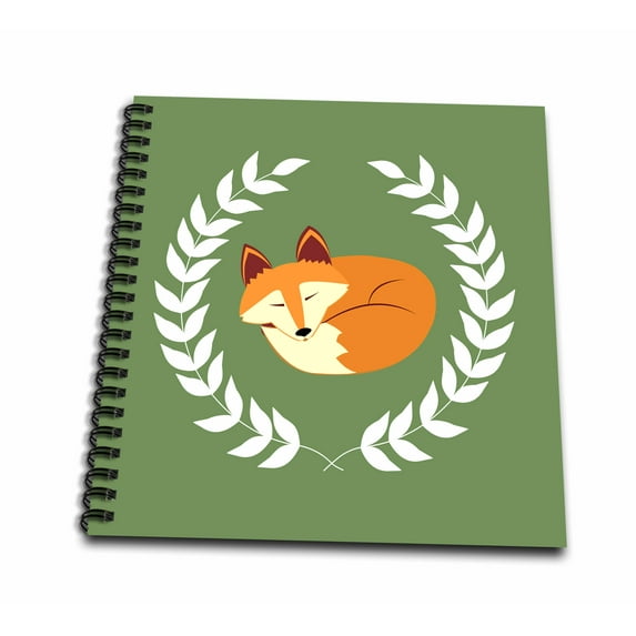 3dRose, Sleeping Fox with Laurel Wreath Green, Drawing Book 8 x 8 inch ...