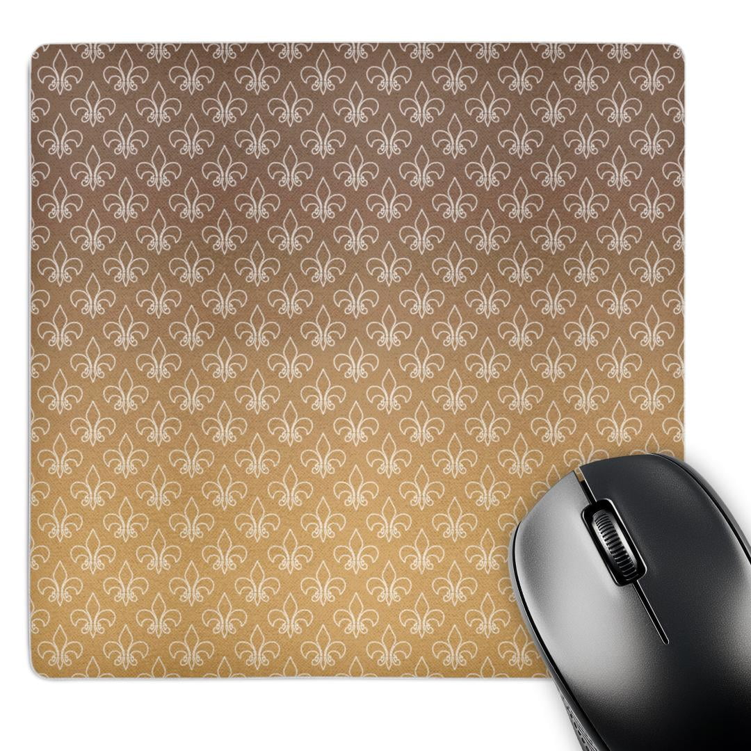 3dRose, Small gold fleur-de-lis outlined in white on a gold background ...