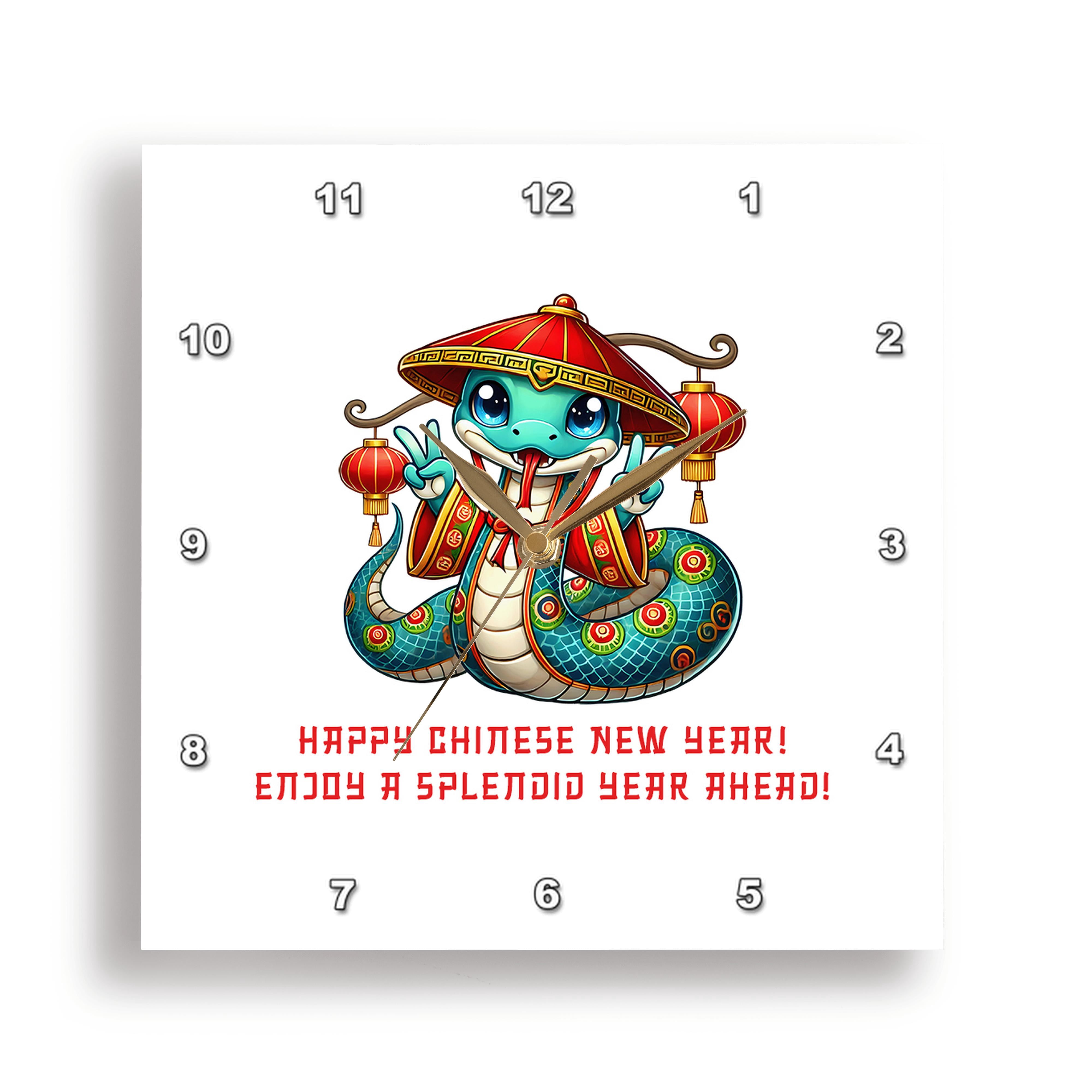 3dRose, Snake in a red hat wishes a splendid Chinese New Year 2025 cool ...