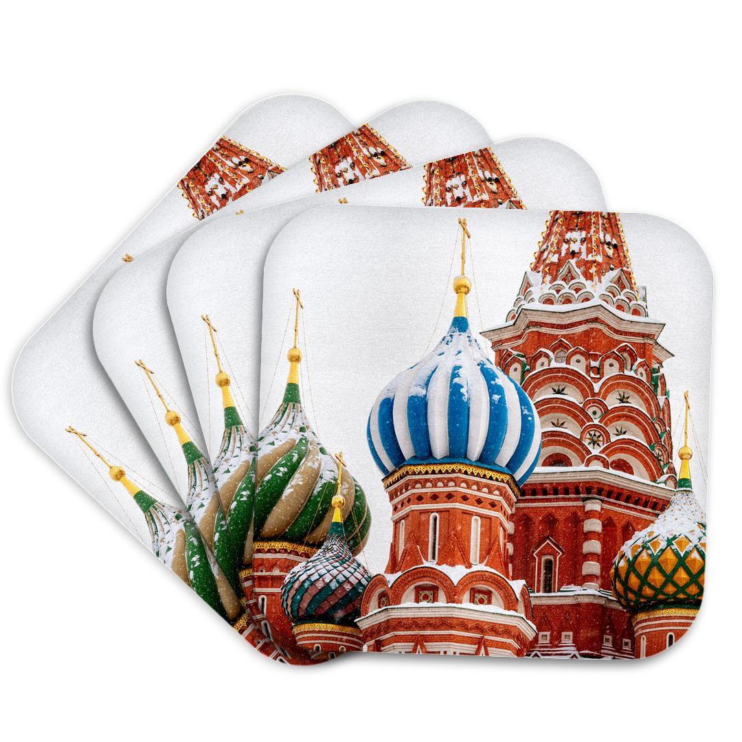 3dRose, Snow covered domes of Moscow St. Basil cathedral in winter ...