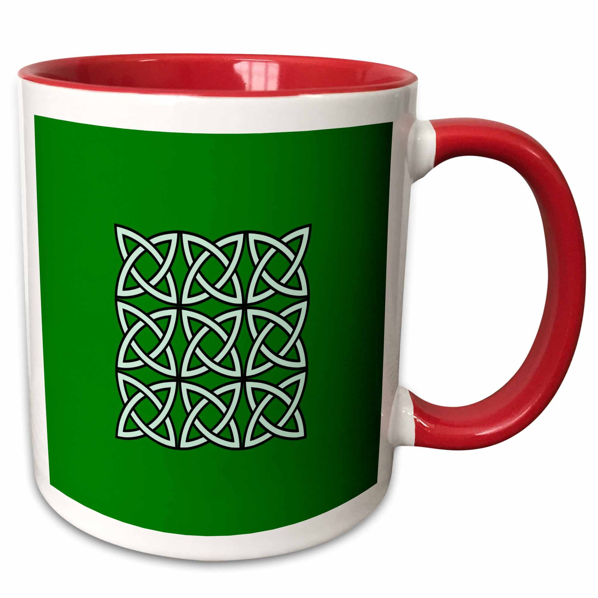 3drose, Solomons Knot Interwoven Circular Patter, 11oz Two-tone Red Mug ...