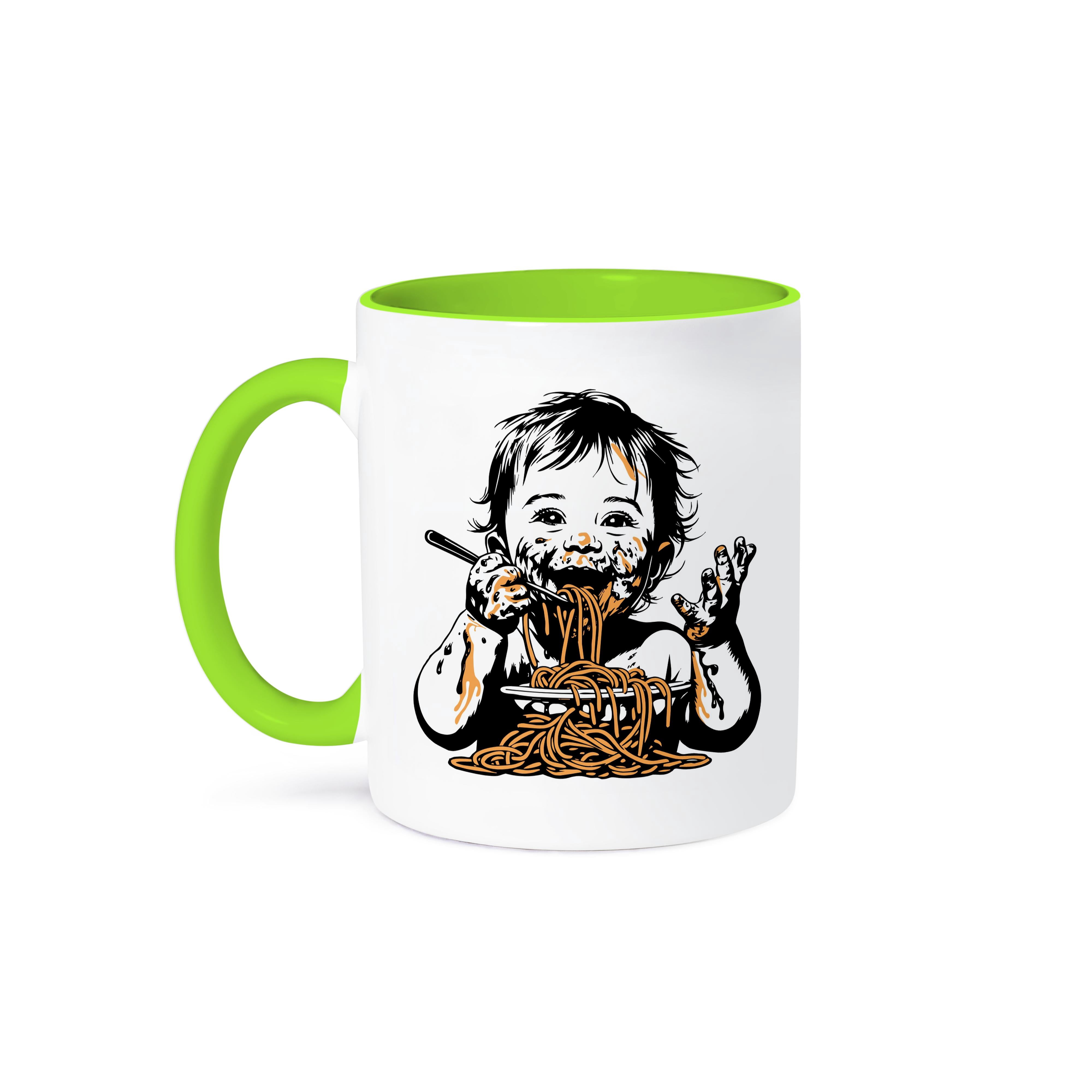 3dRose, Spaghetti Baby- Adorable Baby Eating Messy Spaghetti, 15oz Two ...