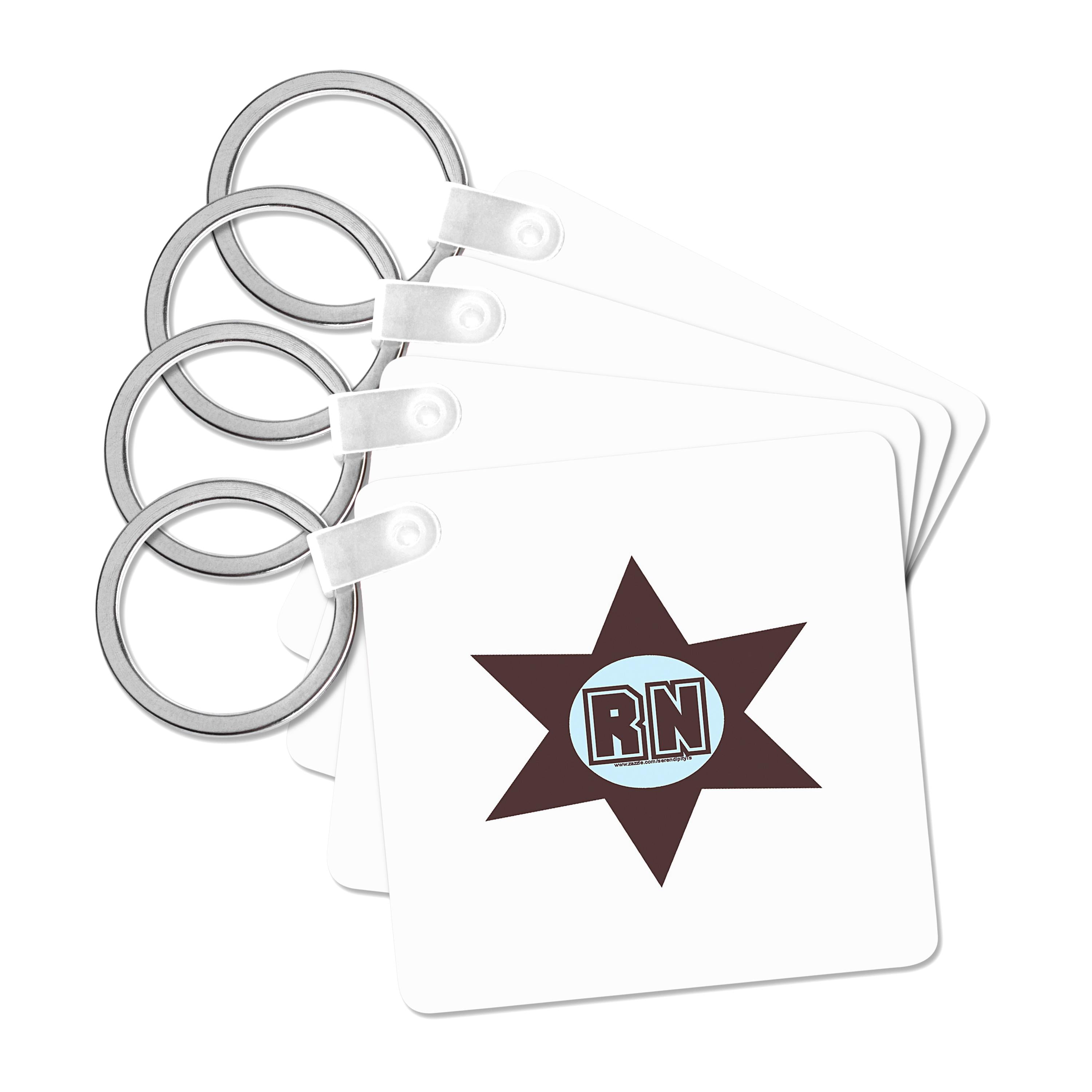 3dRose, Star RN Brown Blue, set of 4 Key Chains - Walmart.com