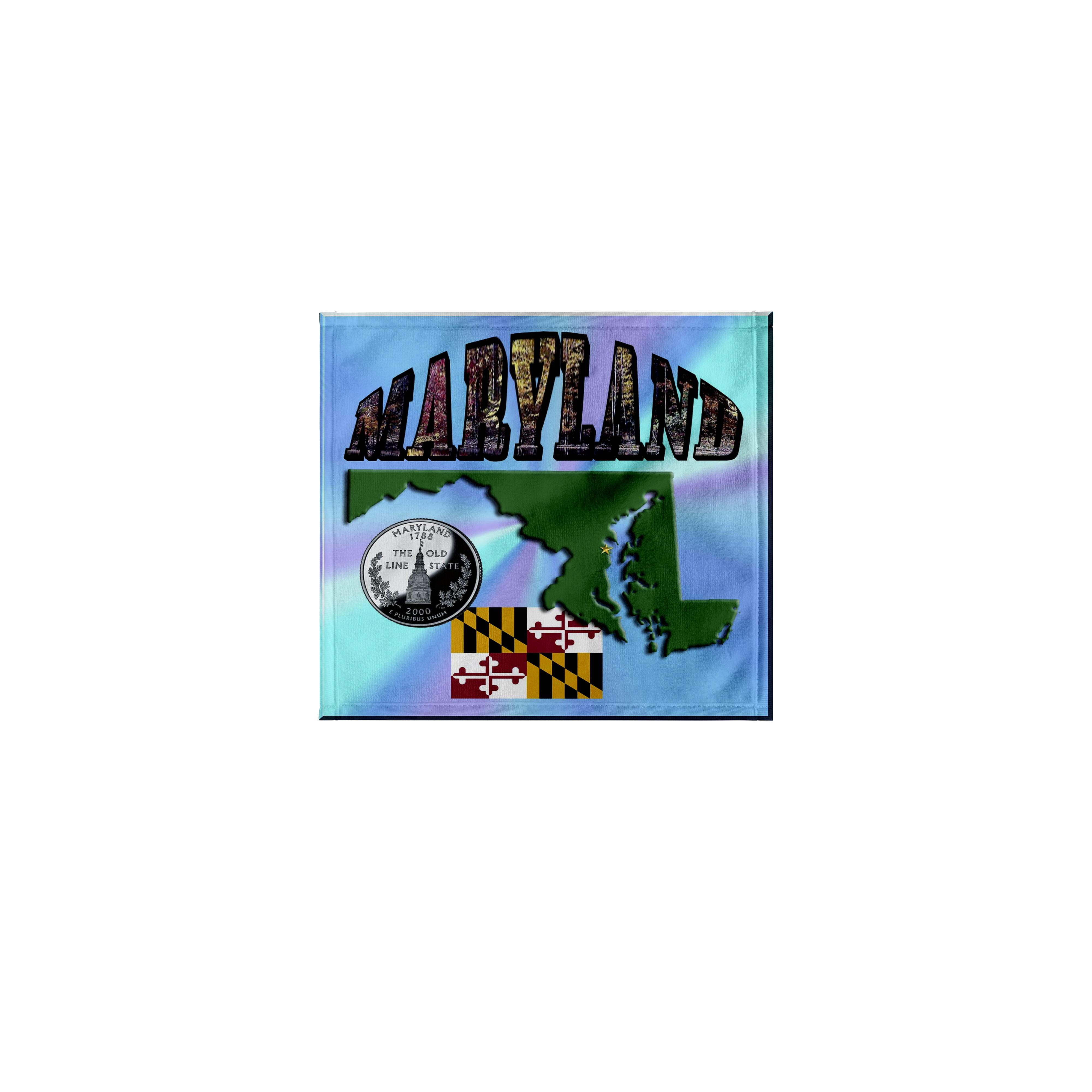 3dRose, State Map, Flag, Quarter and Picture Text of Maryland, 11x12 ...