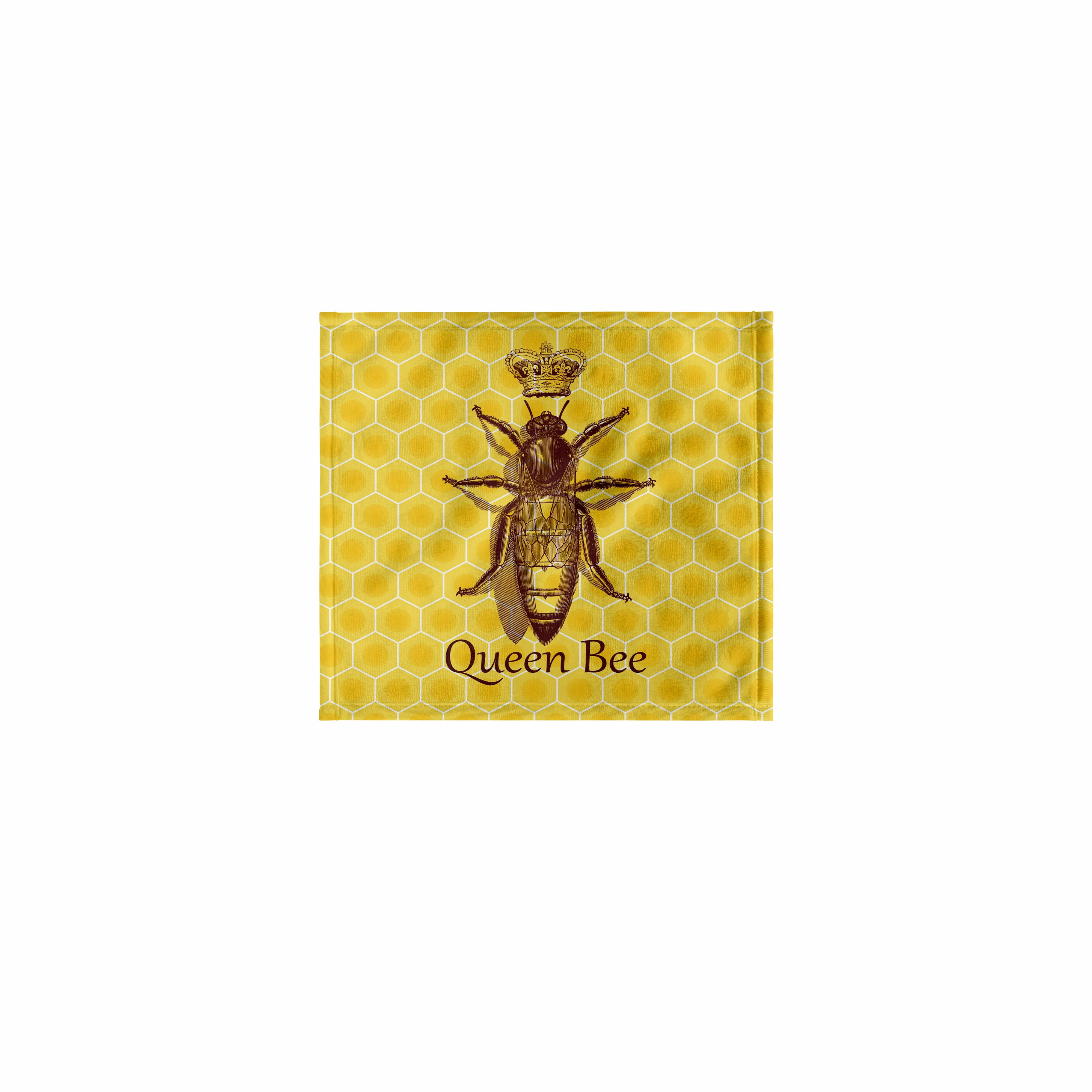 3dRose, Stately Queen Bee with Royal Crown over Yellow Honeycomb, 11x12 ...