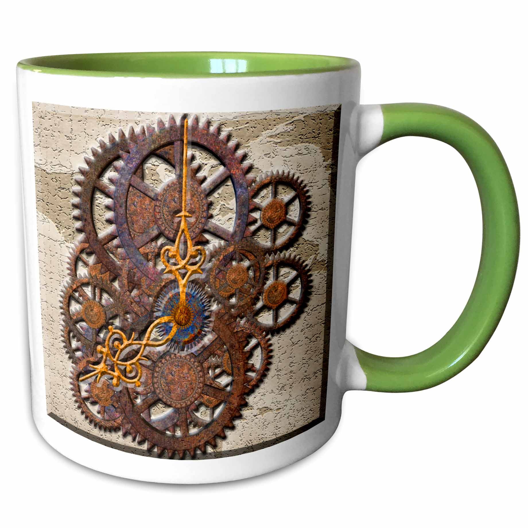3drose, Steam Punk Cog Wheels in Bronze, 11oz Two-tone Green Mug ...