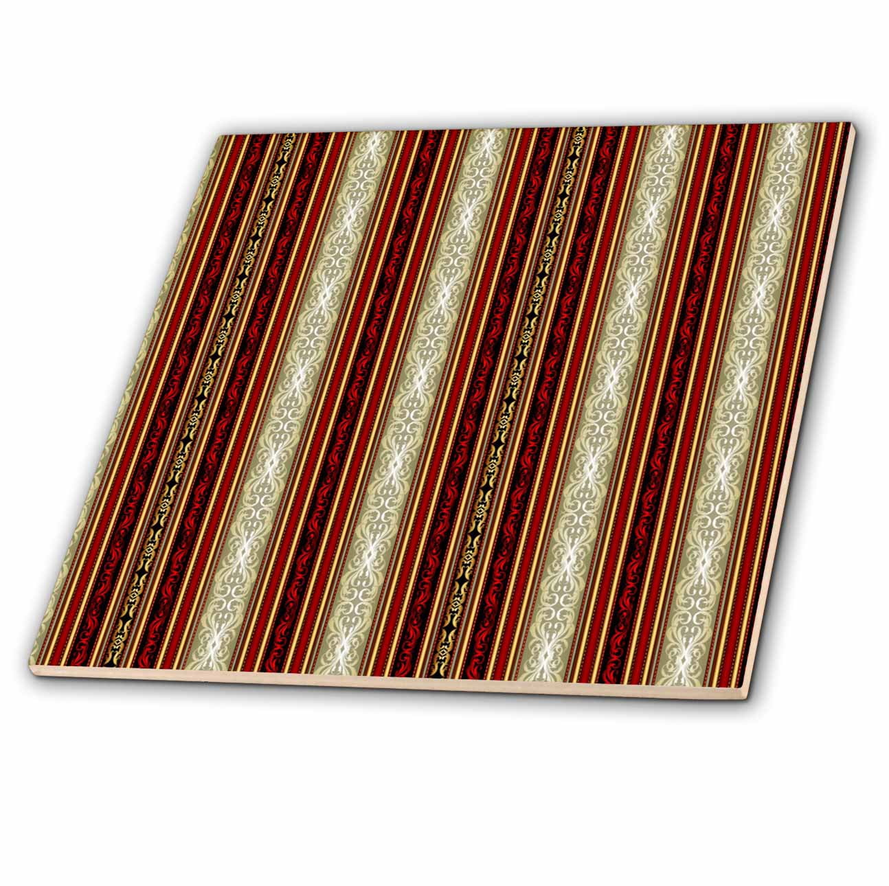 3dRose, Striped Maroon and Gold, 6 Inch Ceramic Tile - Walmart.com