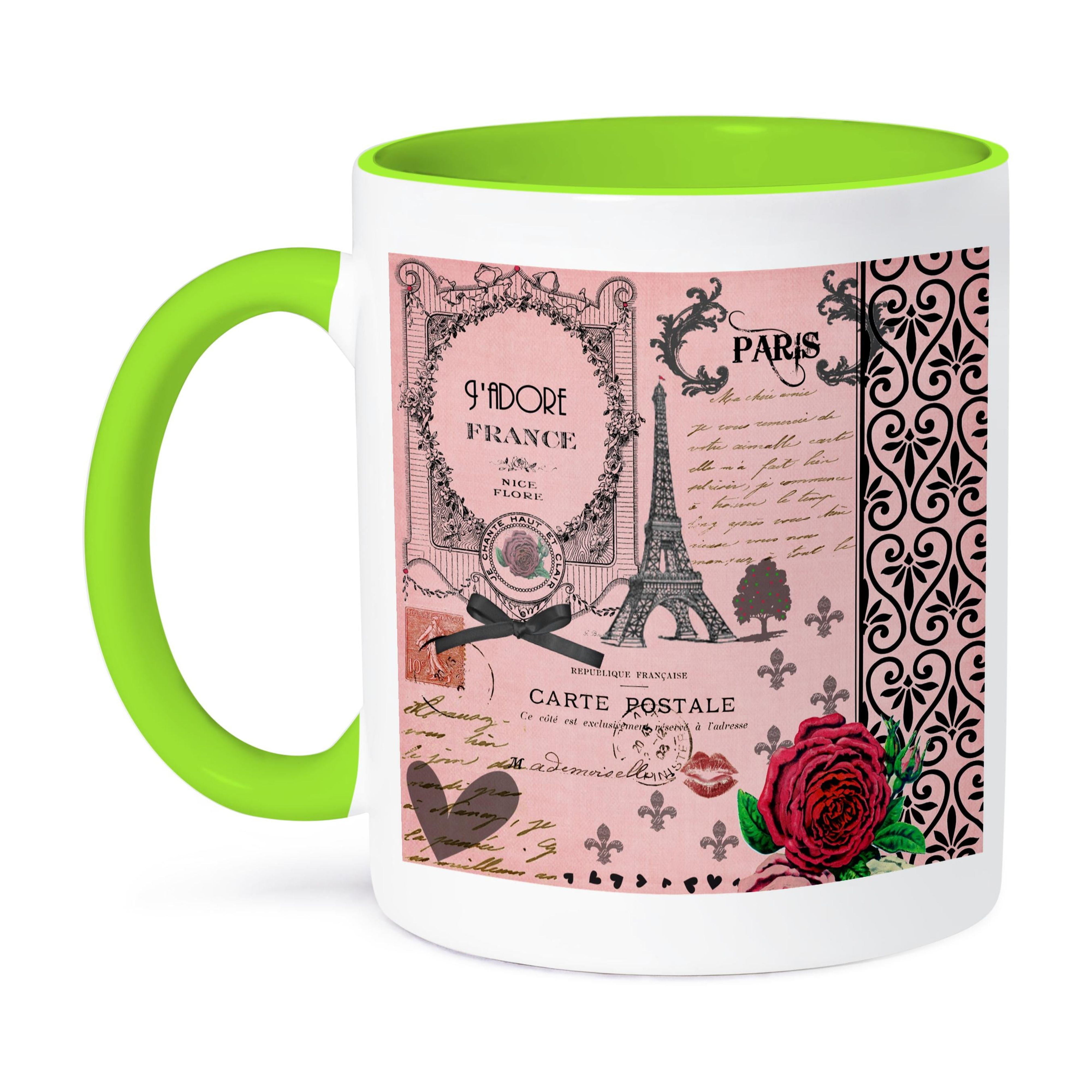 3dRose, Stylish Vintage Pink Paris Collage Art - Eiffel Tower - Red ...