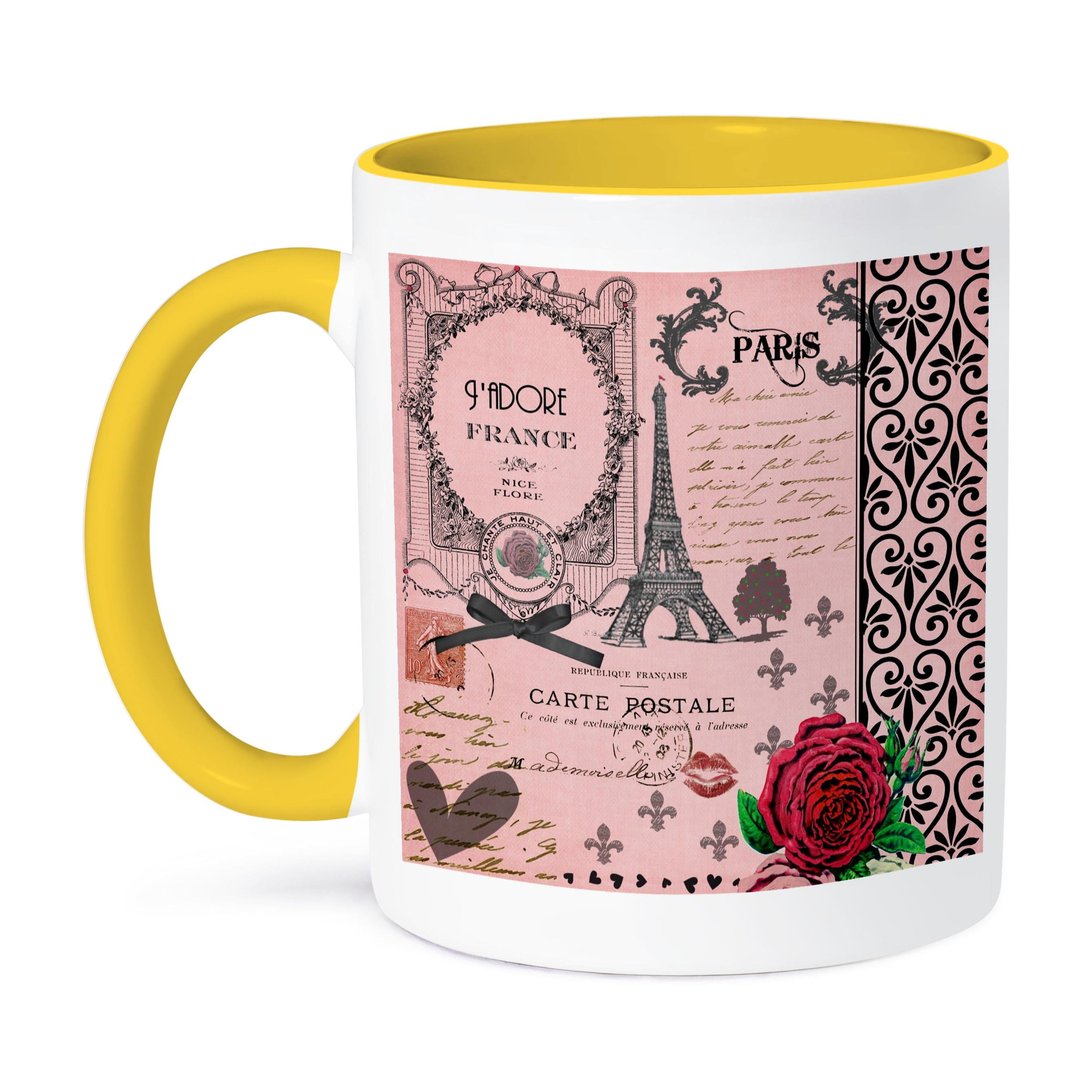 3dRose, Stylish Vintage Pink Paris Collage Art - Eiffel Tower - Red ...