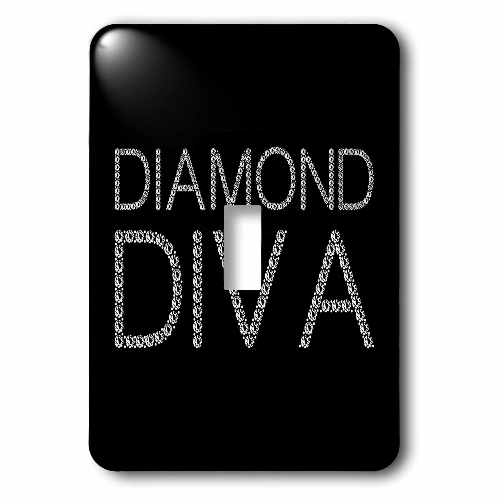 3dRose, Stylish decorative text Diamond Diva, white on black background ...