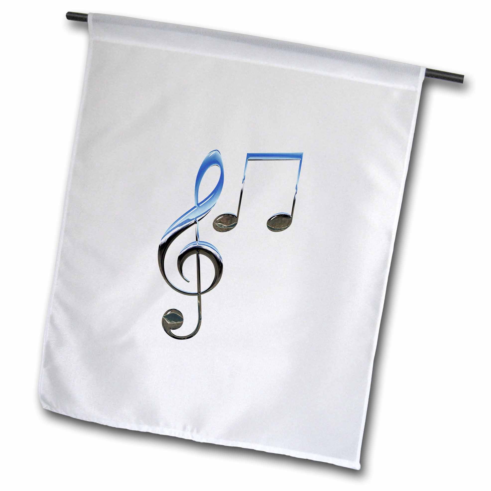 3dRose, Stylized image of musical treble clef sign and notes on white ...