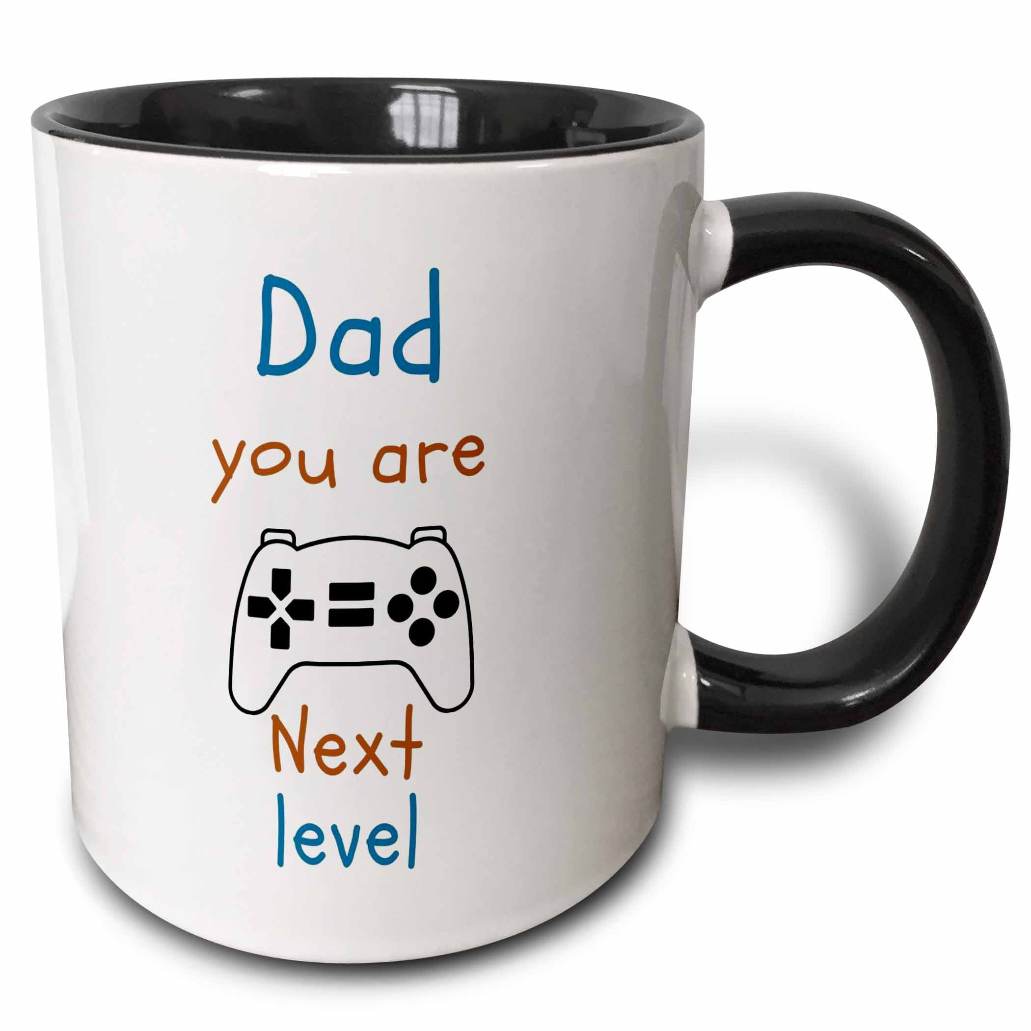 3drose, Text of Dad You Are Next Level, 11oz Two-tone Black Mug ...