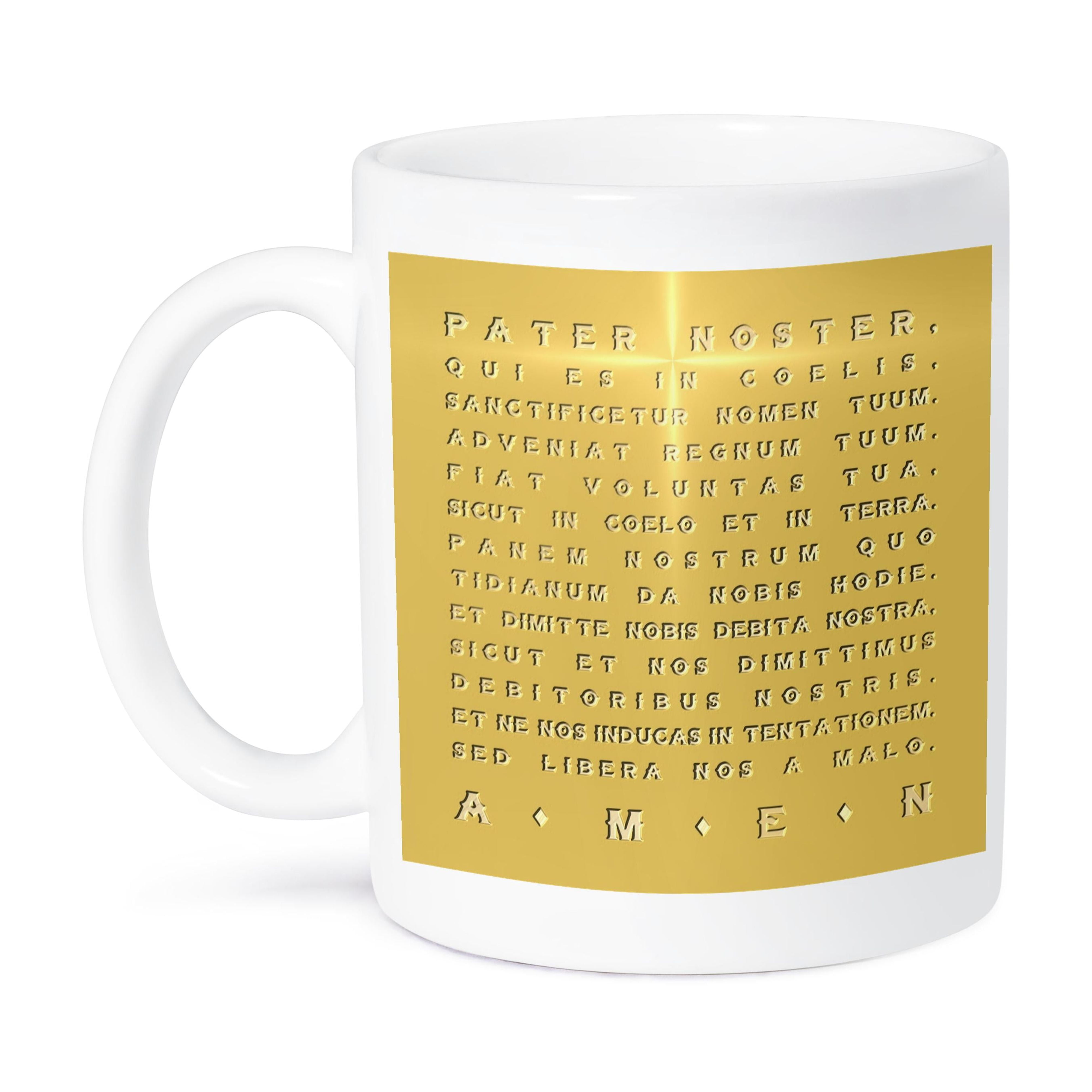 3dRose, The Lords Prayer- Gold Effect Latin Text with Crucifix ...