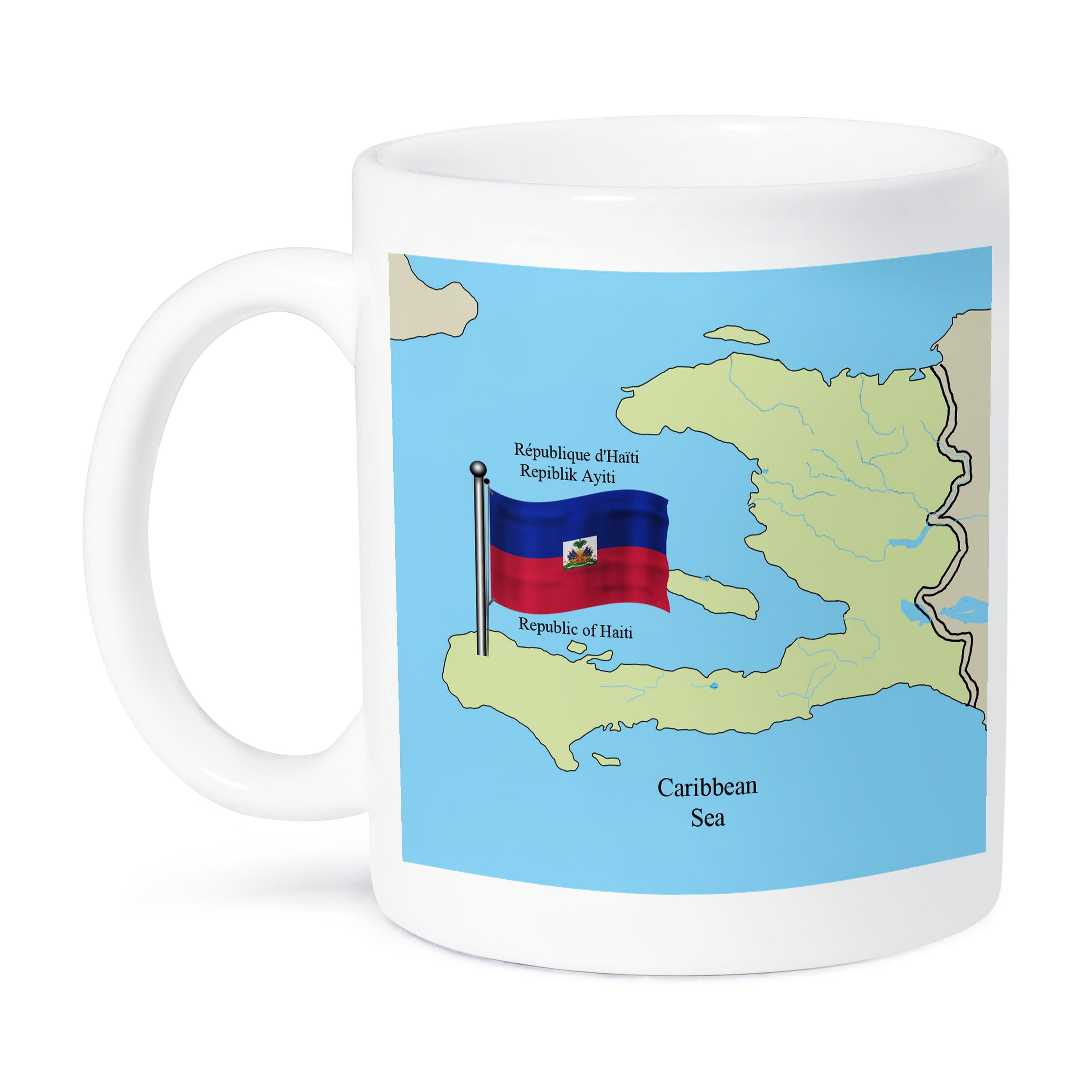 3dRose, The flag, map of Haiti with the Republic of Haiti in English ...