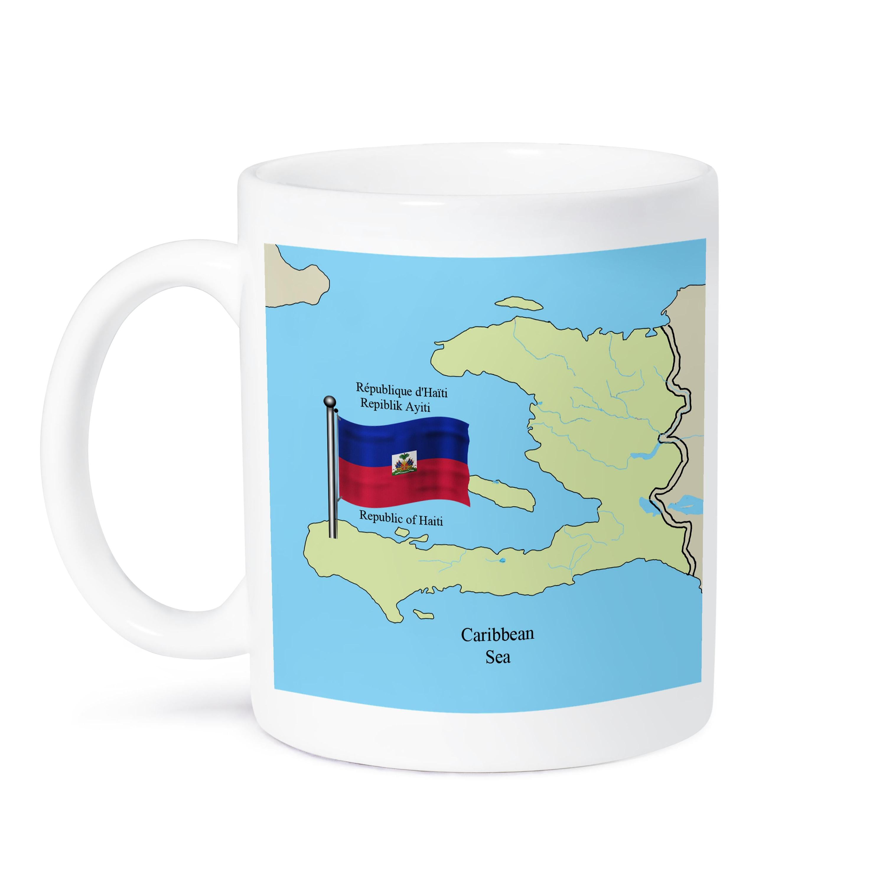 3dRose, The flag, map of Haiti with the Republic of Haiti in English ...