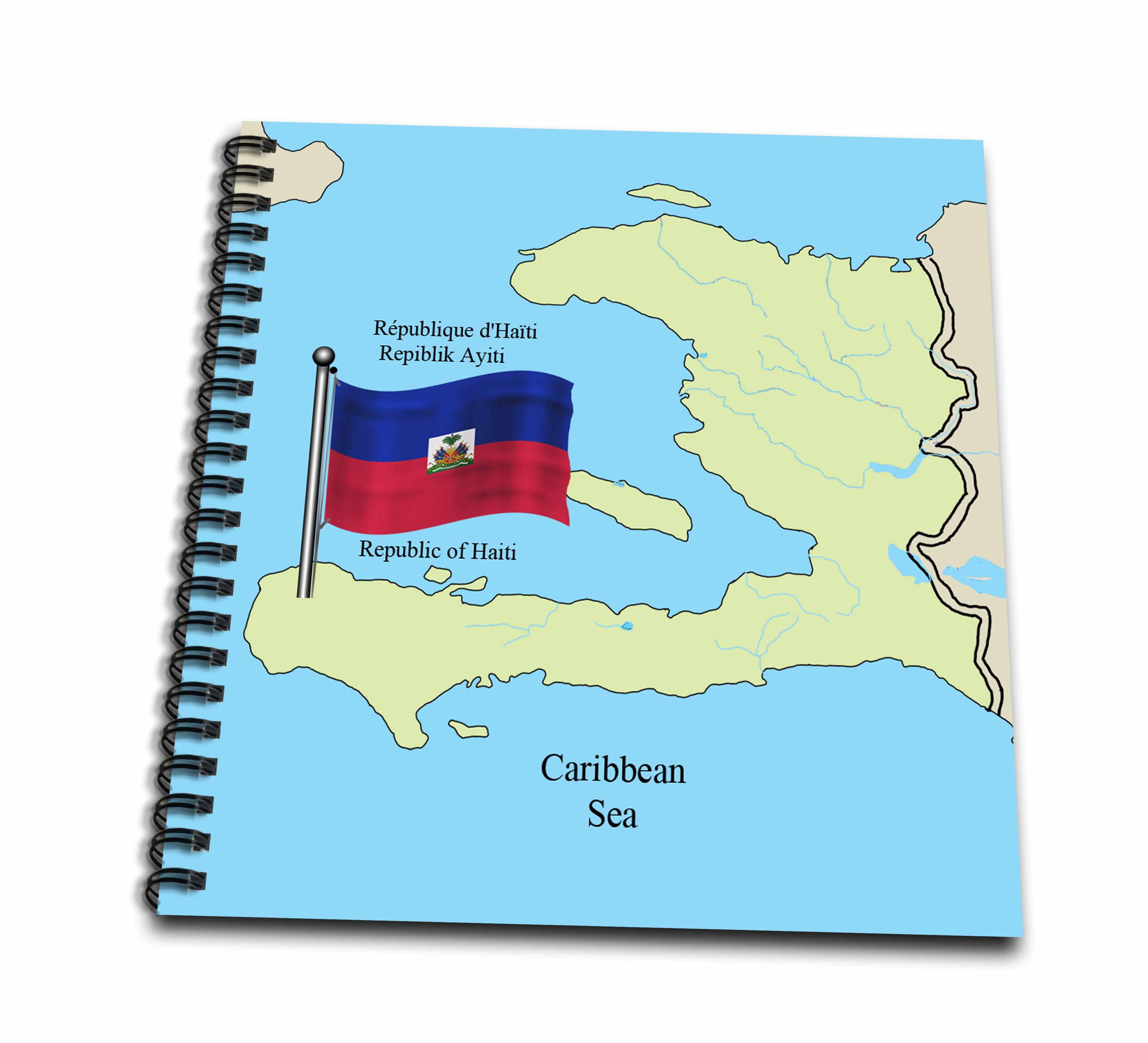 3dRose, The flag, map of Haiti with the Republic of Haiti in English ...