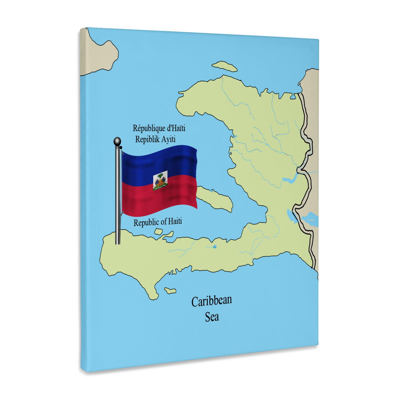 3dRose, The flag, map of Haiti with the Republic of Haiti in English ...