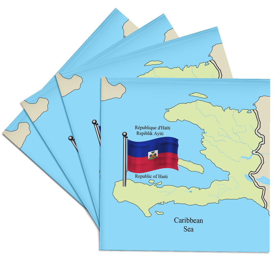 3drose, the Flag, Map of Haiti with the Republic of Haiti in English ...