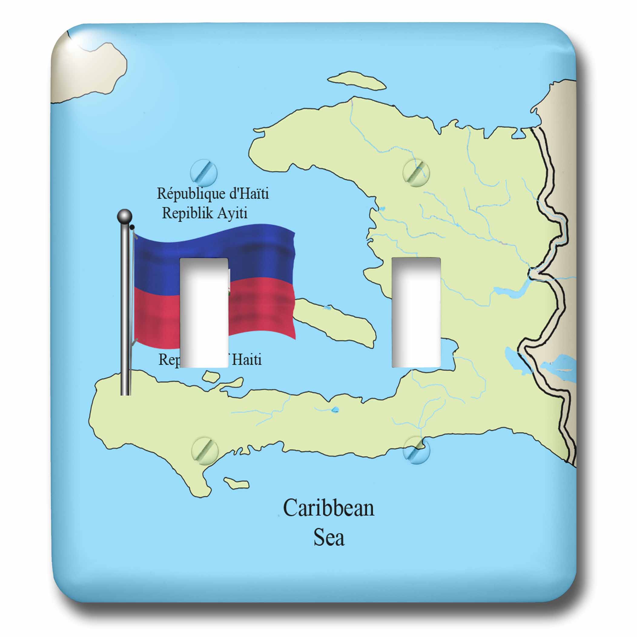 3dRose, The flag, map of Haiti with the Republic of Haiti in English ...