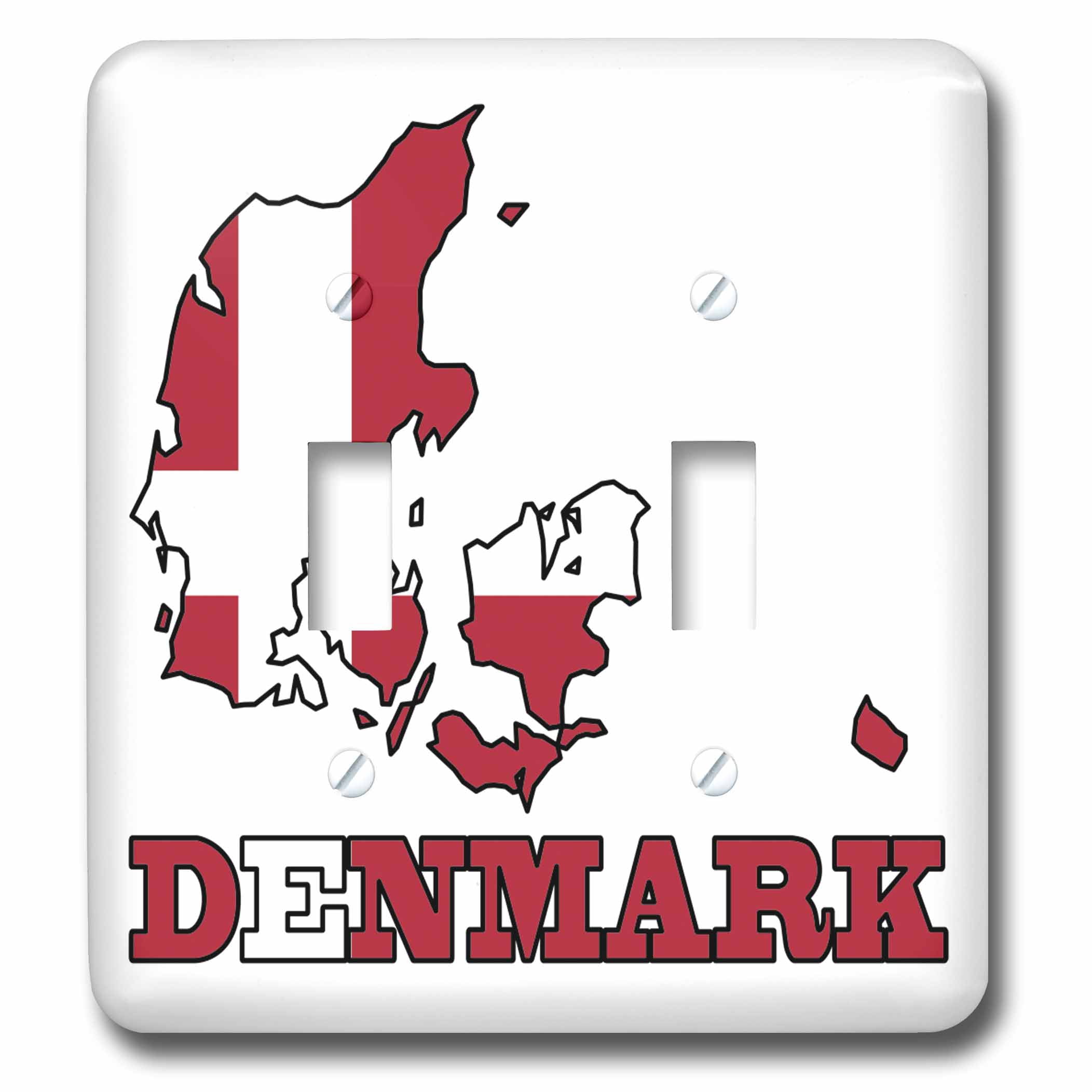 3dRose, The flag of Denmark in the outline map of the country and name ...