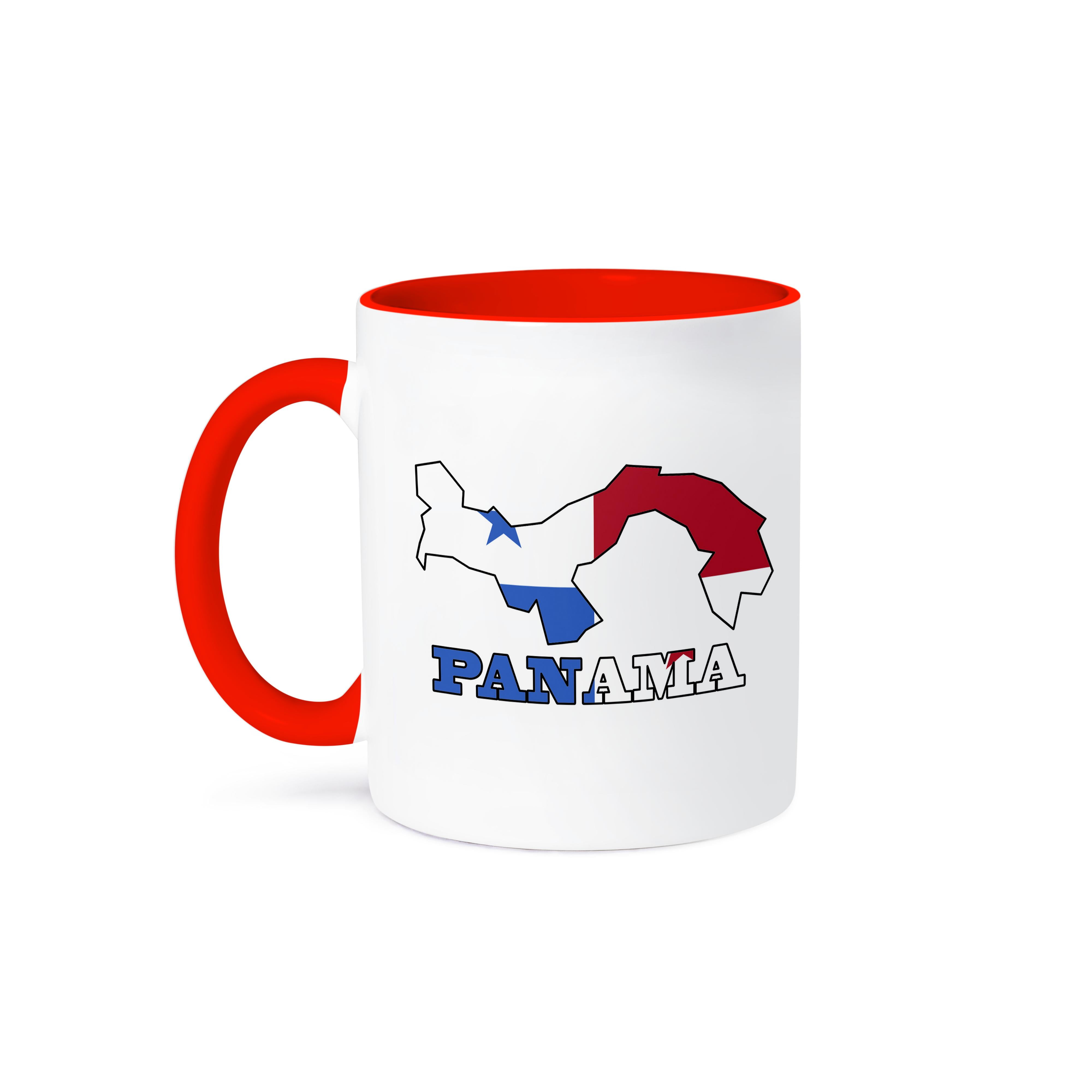 3dRose, The flag of Panama in the outline map and word Panama, 11oz Two ...