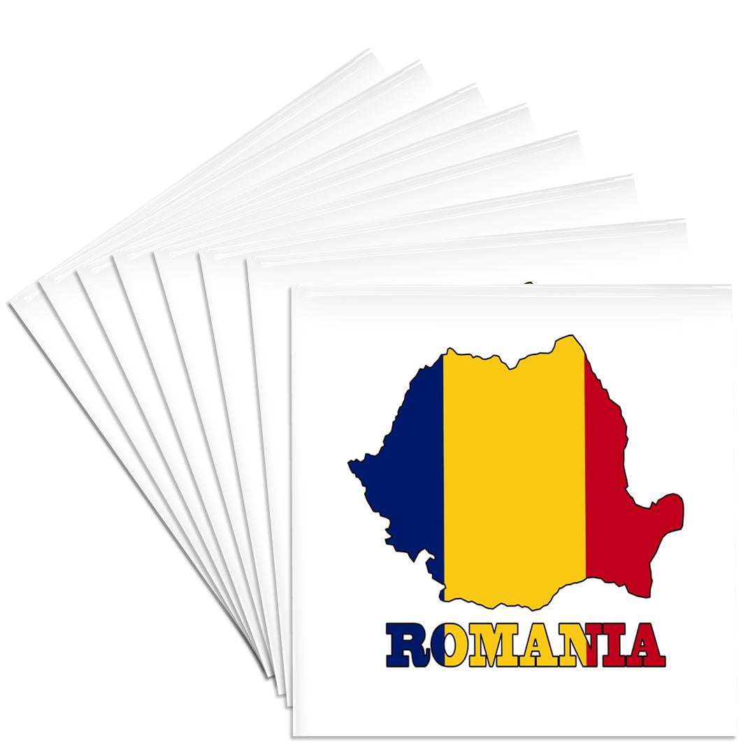 3dRose, The flag of Romania in the outline map and name of the country ...