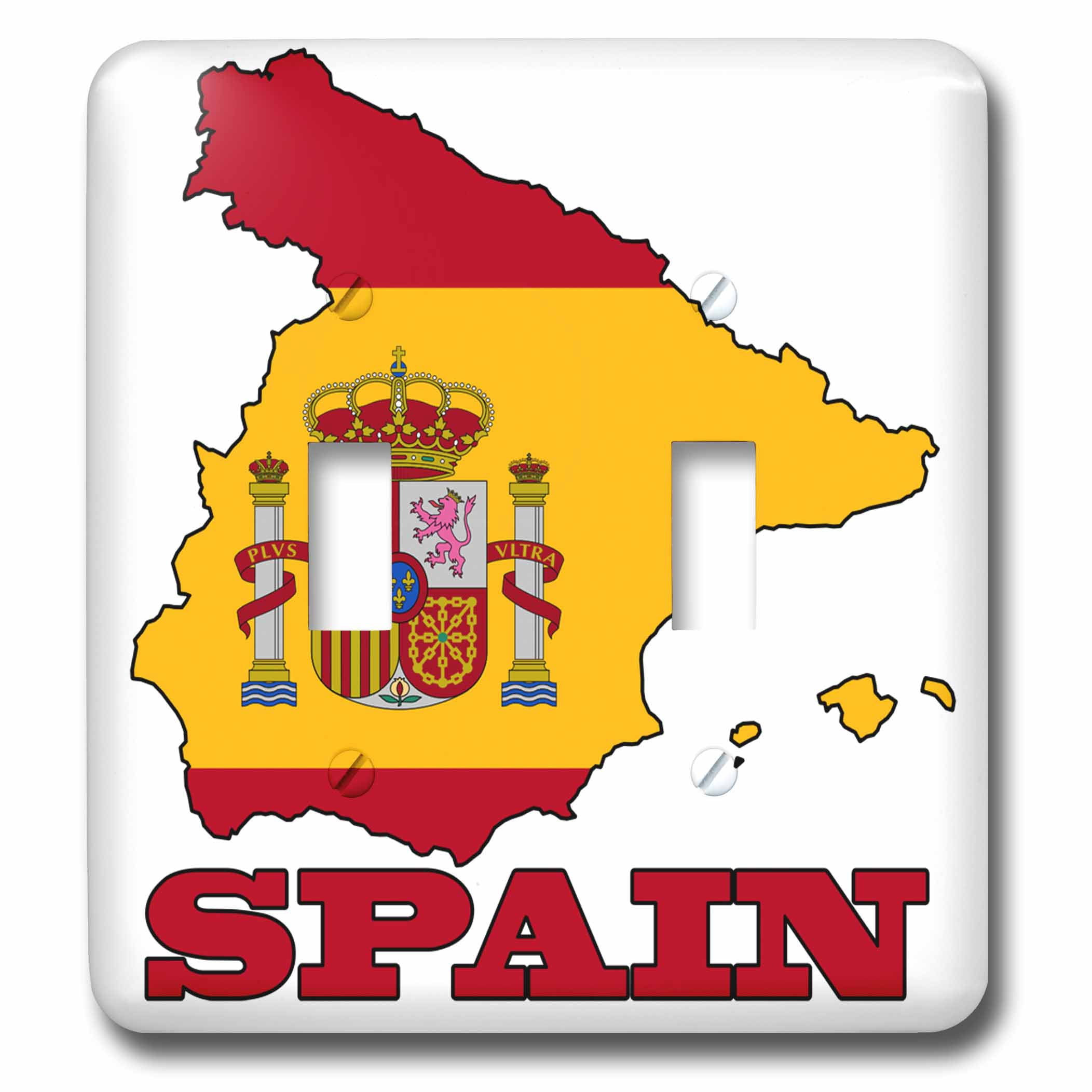 3dRose, The flag of Spain in the outline map of the country and name ...
