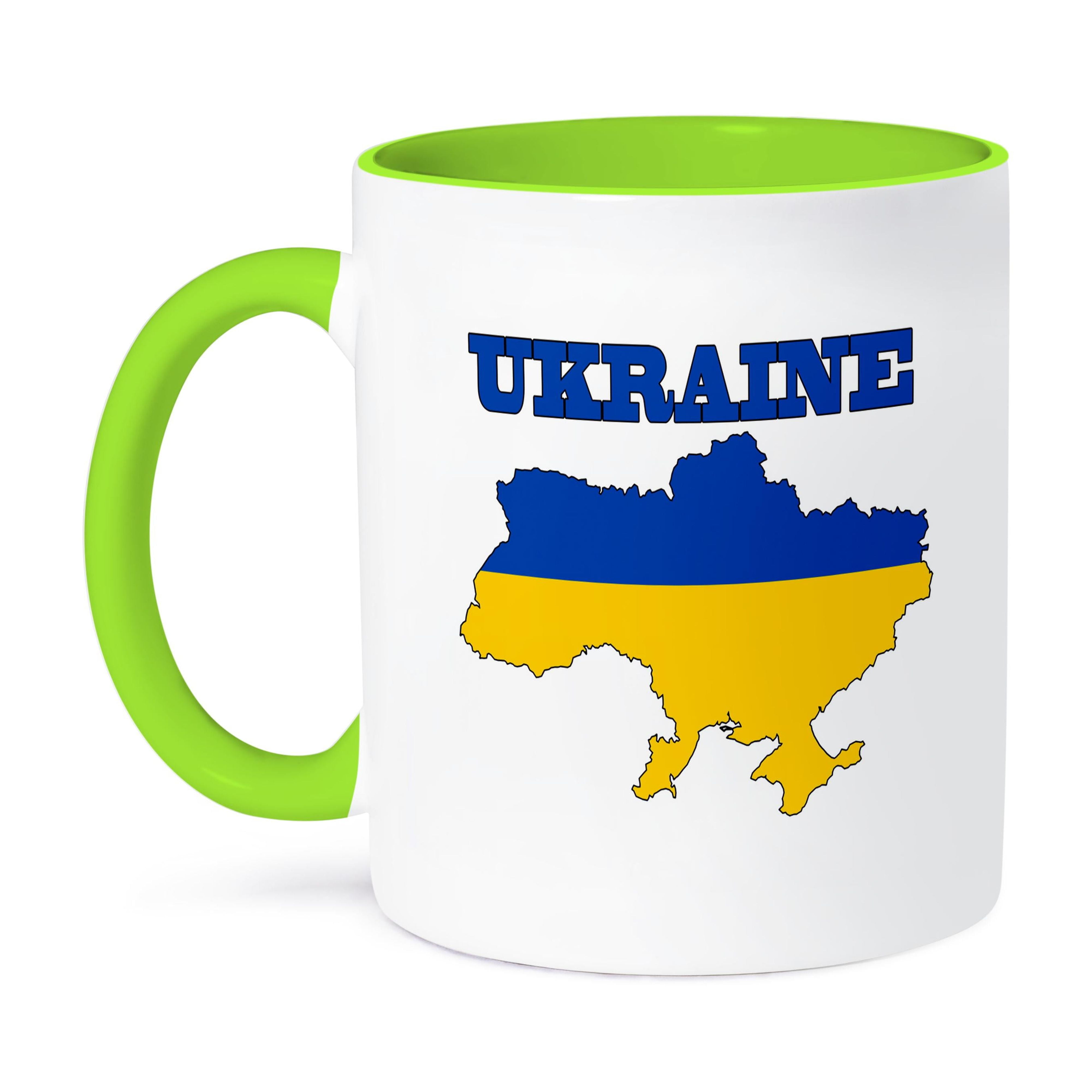 3dRose, The flag of the Ukraine in the outline map of the country and ...
