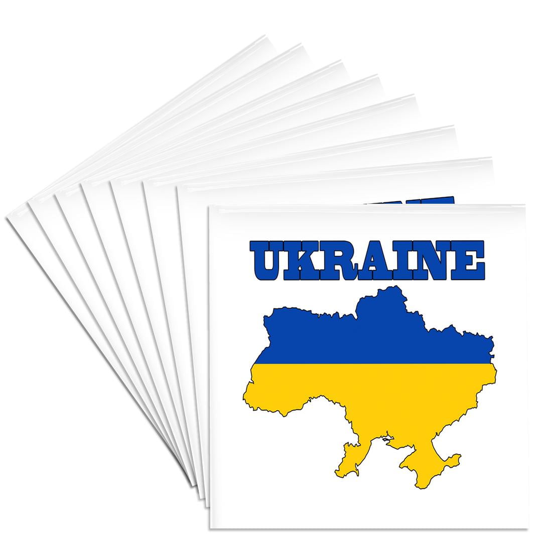 3dRose, The flag of the Ukraine in the outline map of the country and ...