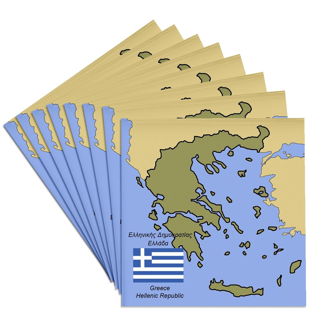 3dRose, The map and flag of Greece with Greece and Hellenic Republic ...