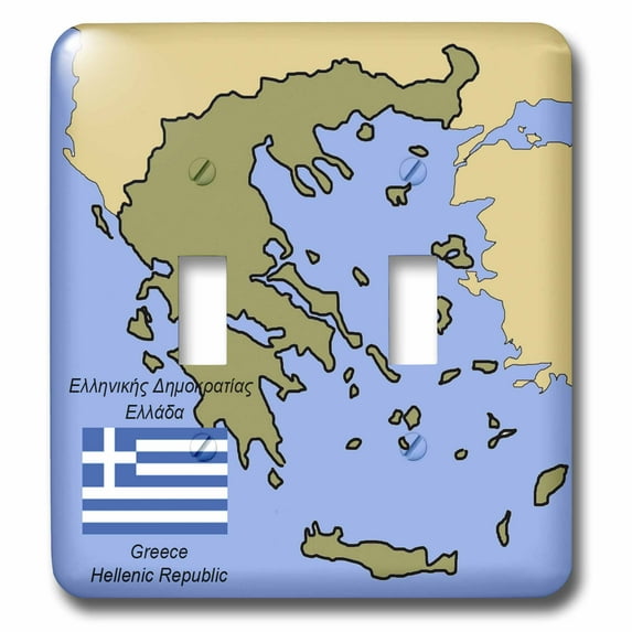 3dRose, The map and flag of Greece with Greece and Hellenic Republic ...