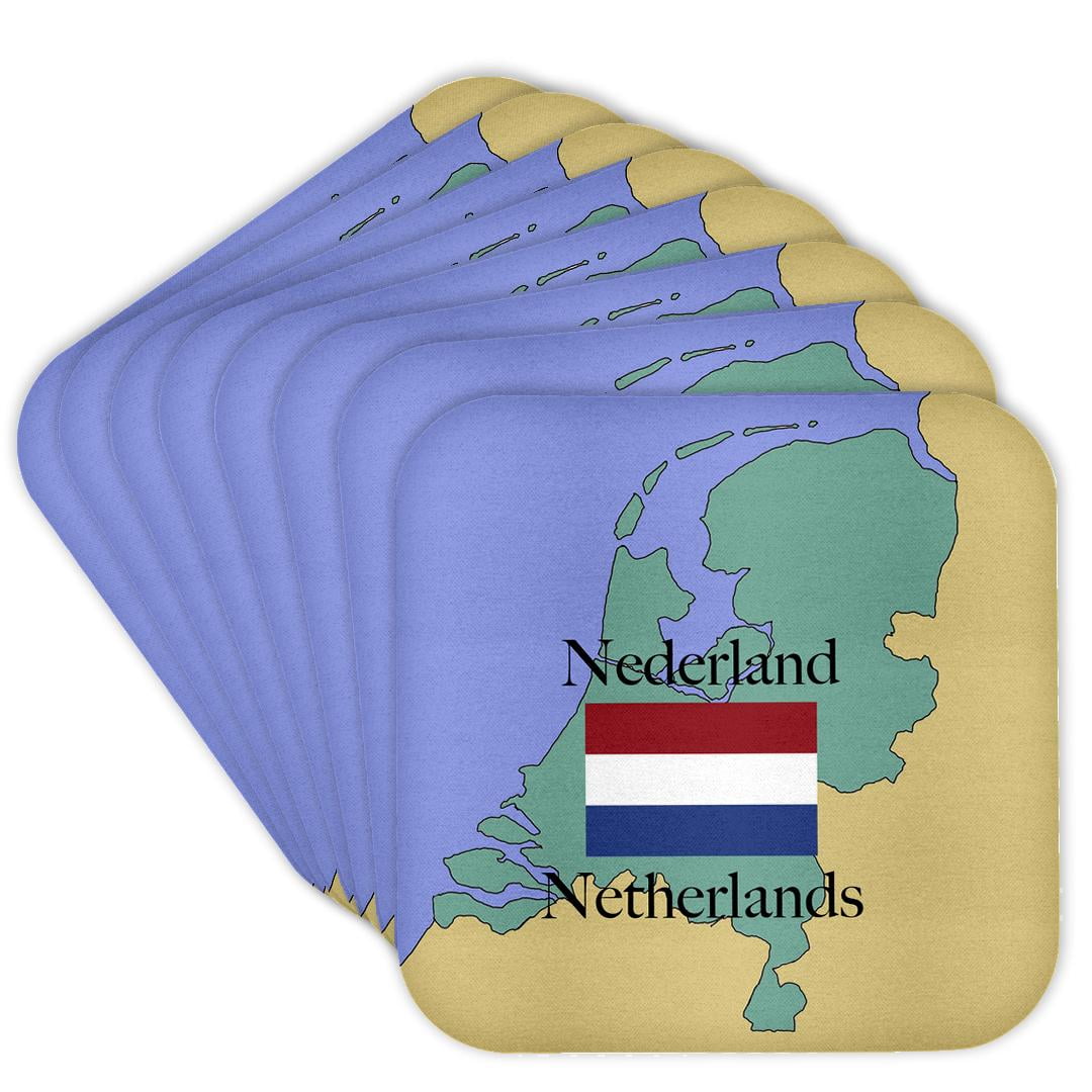 3dRose, The map and flag of the Netherlands with Netherlands printed in ...