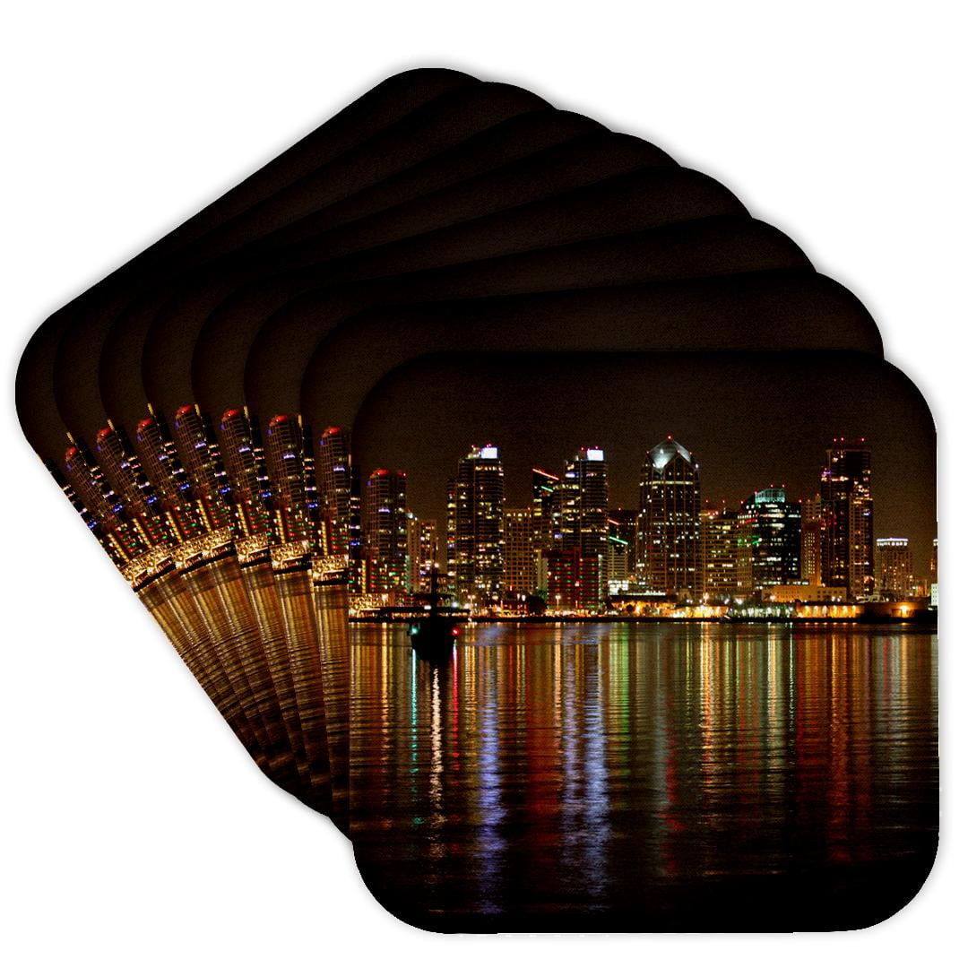 3drose, the Skyline of San Diego at Night with Reflection in the Water ...