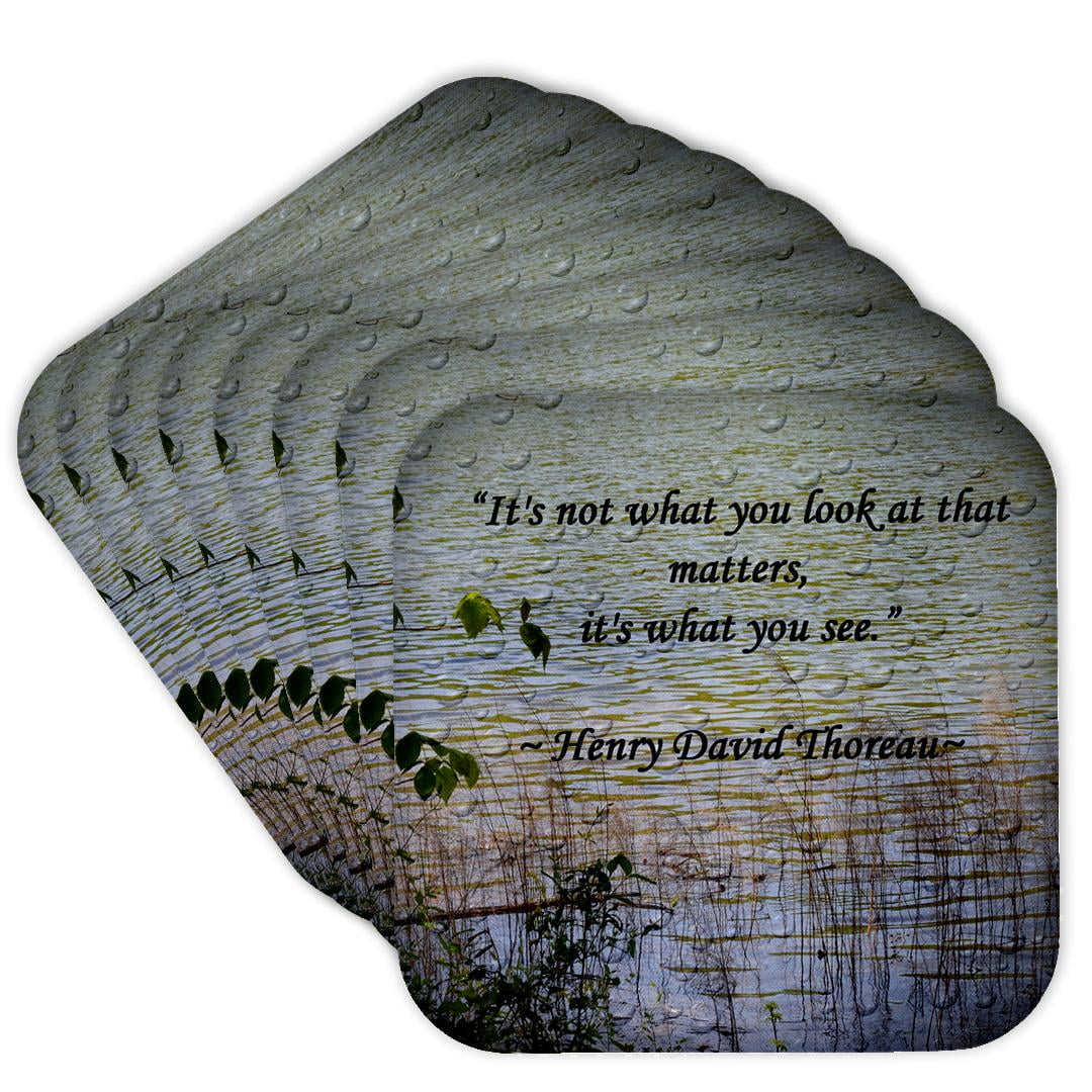 3dRose, Thoreau Quote A lake scene photo with a Thoreau quote, set of 8 ...
