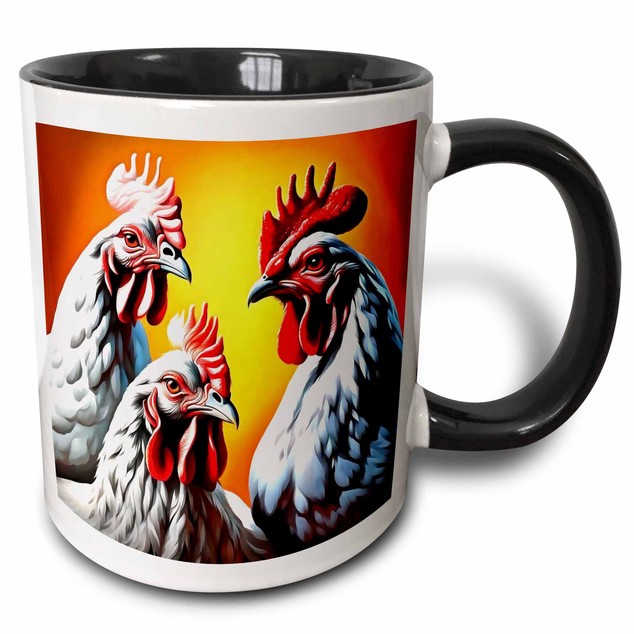 3drose, Three French Hens Faith Hope Charity, 11oz Two-tone Black Mug ...