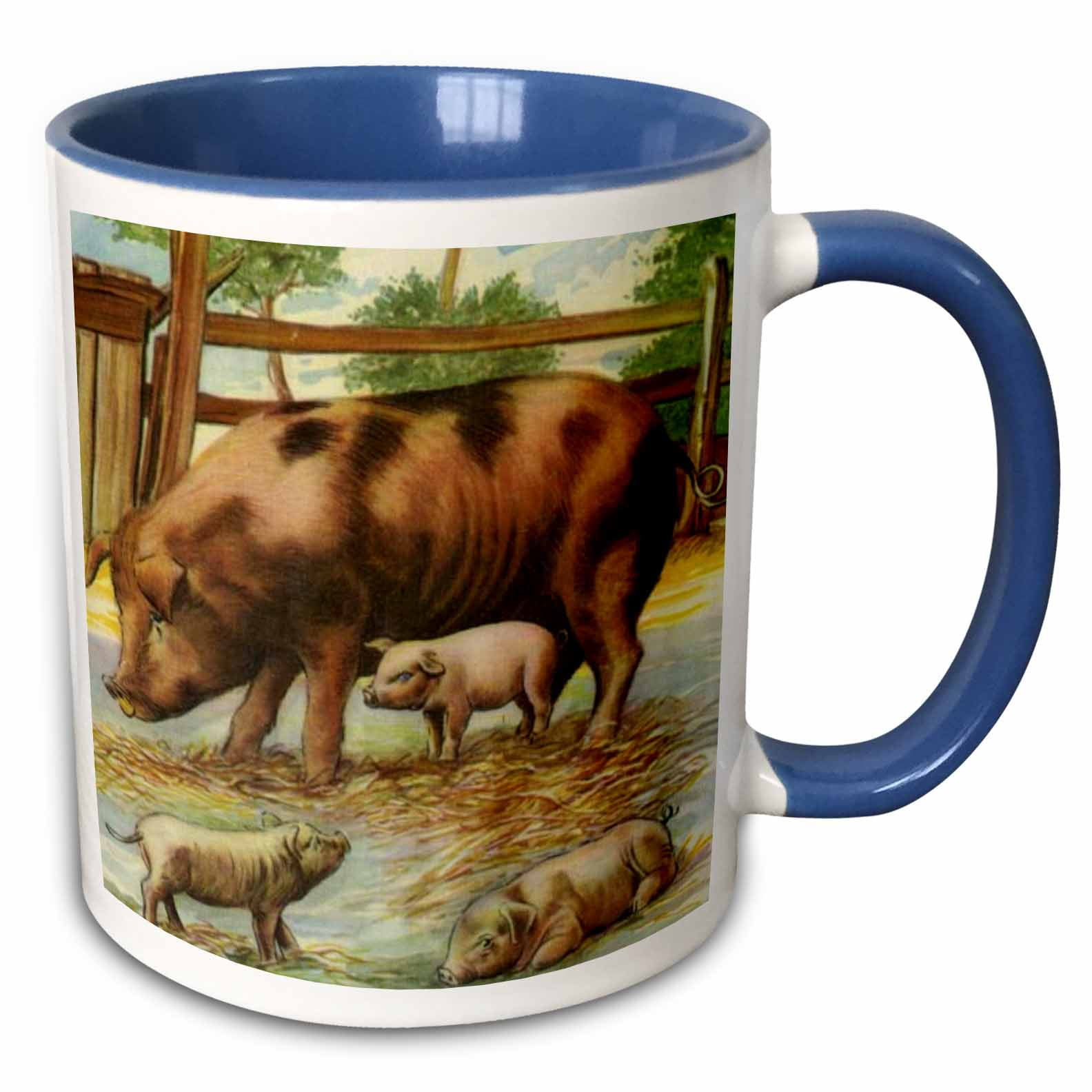 3drose, Three Little Pigs Cartoon, 15oz Two-tone Blue Mug - Walmart.com