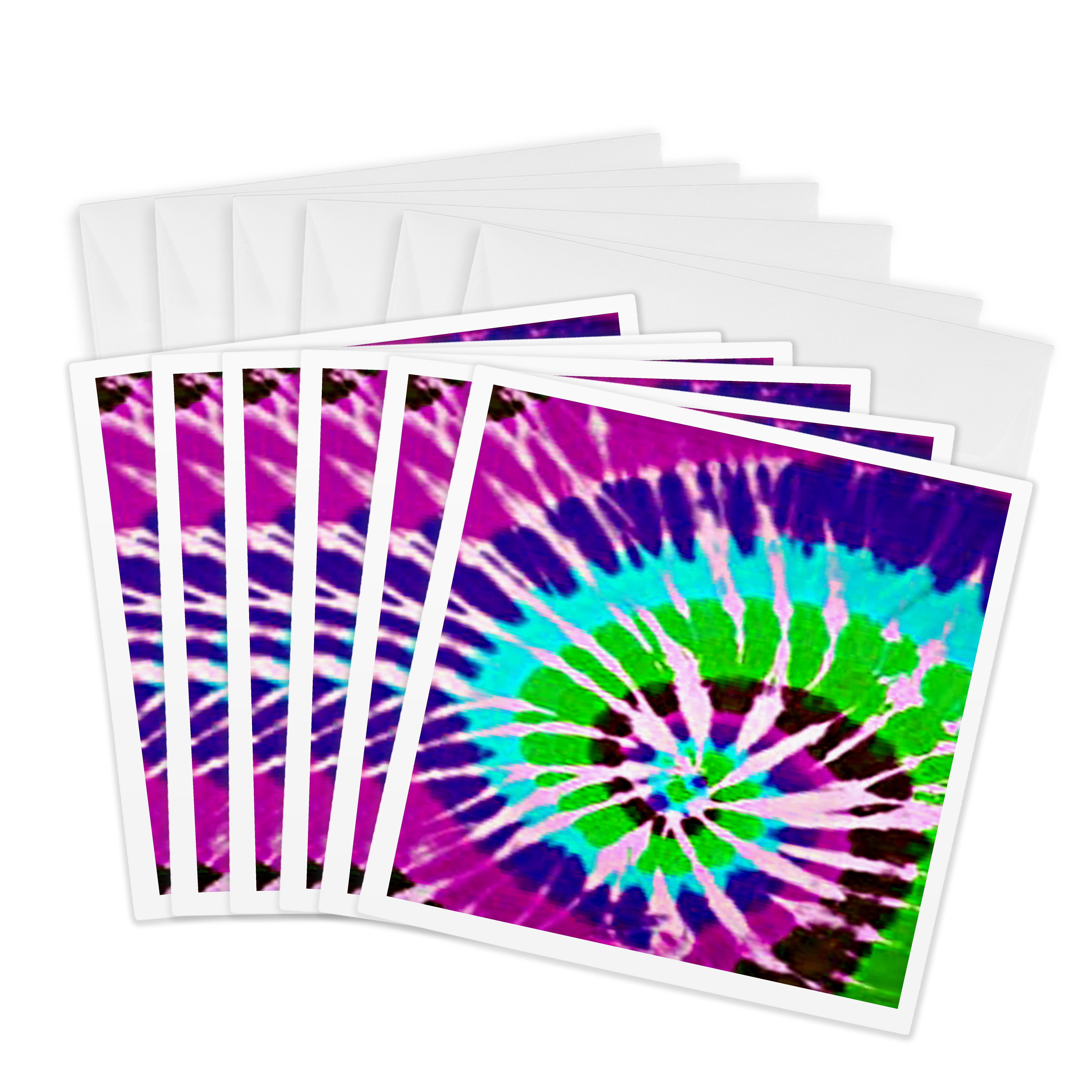 3drose, Tie Dye Art 2, 6 Greeting Cards with Envelopes - Walmart.com