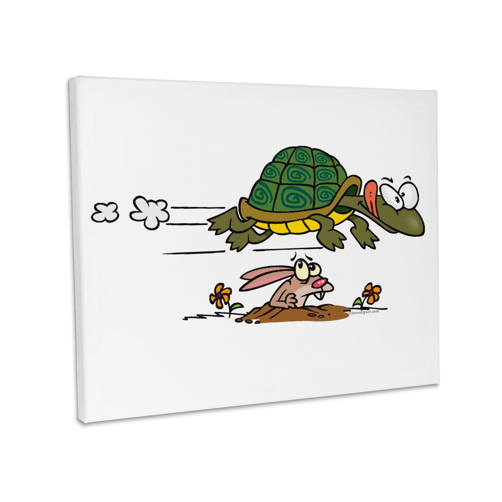 3dRose, Tortoise and the Hare Funny Cartoon, Museum Grade Canvas Wrap 14x11 - Walmart.com