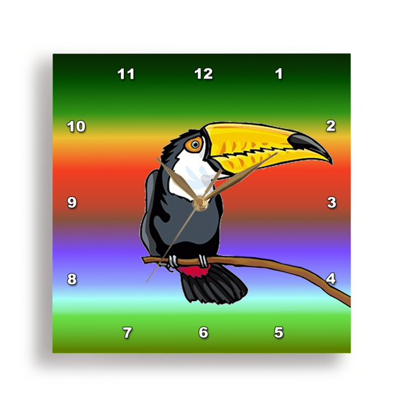 3dRose, Toucan Bird With Tropical Background, 15x15 Wall Clock ...