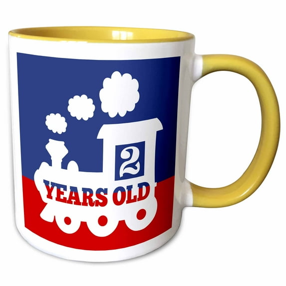 3drose, Train 2 Years Old Birthday Red and Blue, 11oz Two-tone Yellow ...