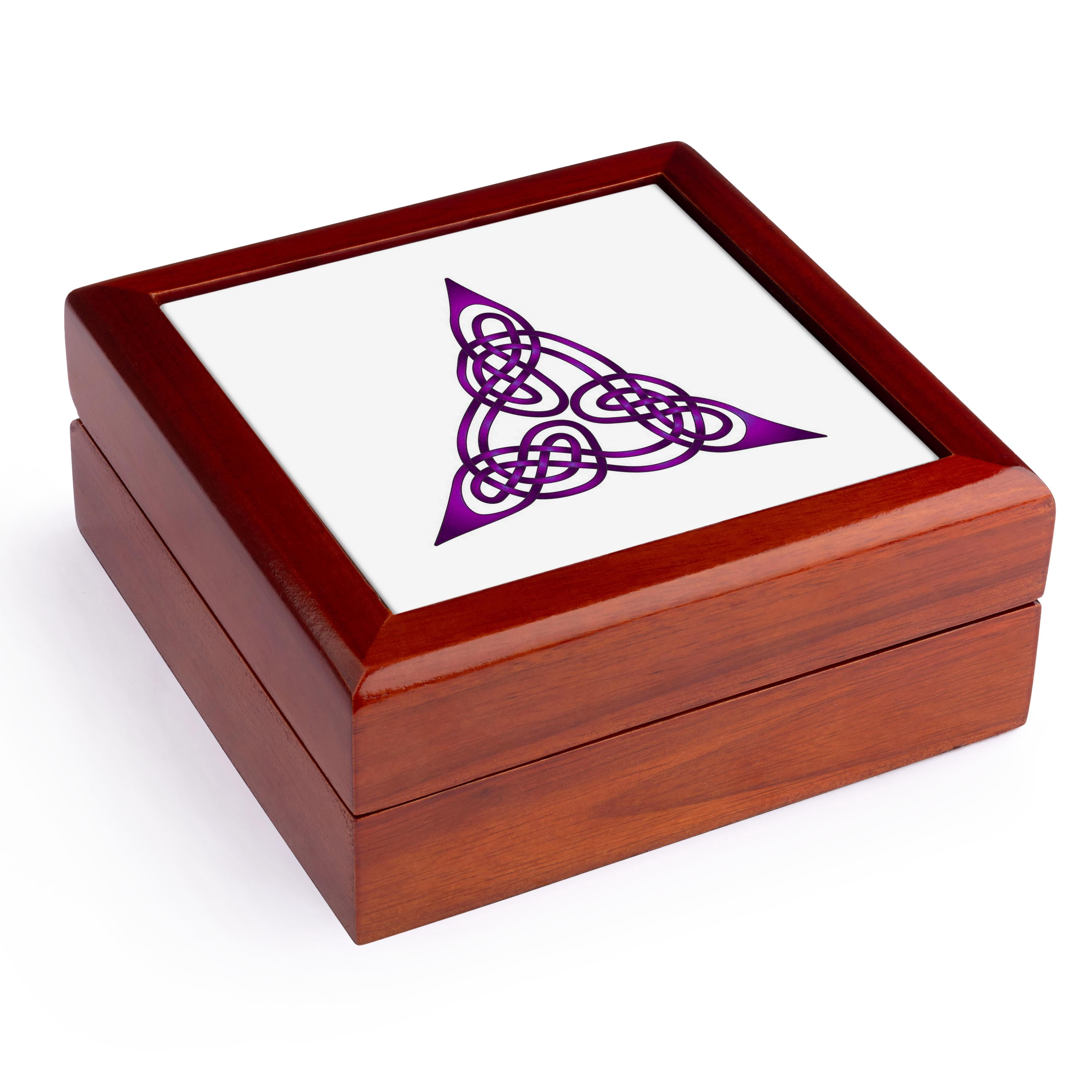 3dRose, Triangle Knot With Doubled Threads Purple, Jewelry Box 5.5x5.5 ...