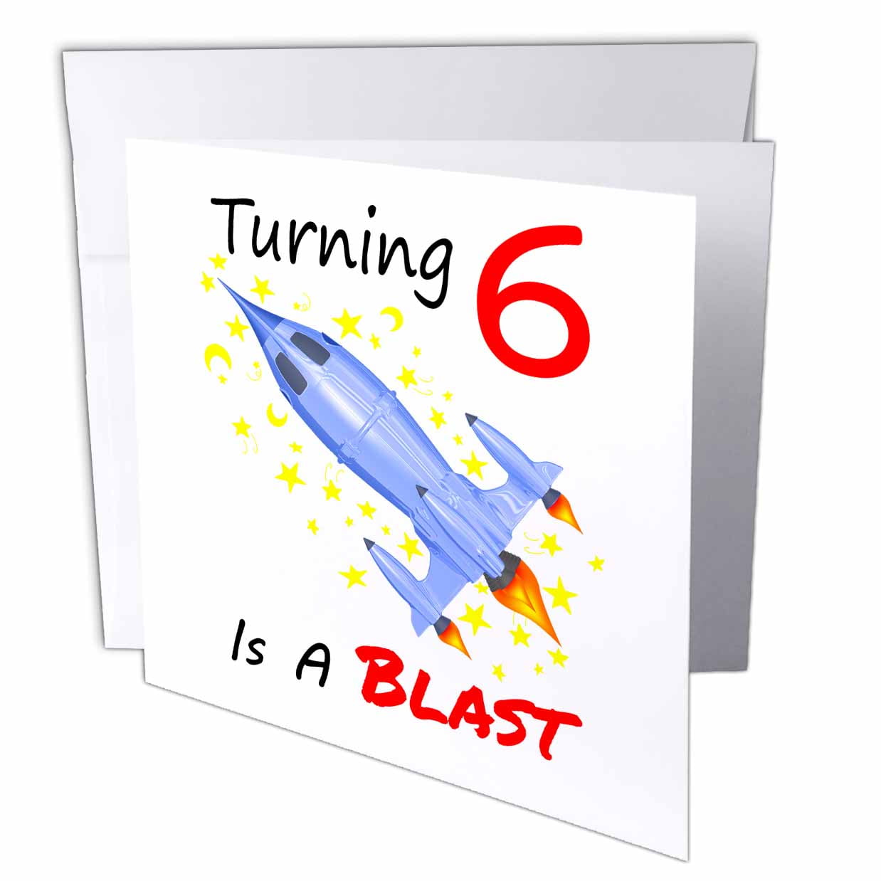 3dRose, Turning 6 Is A Blast awesome rocket for any kid sixth birthday ...