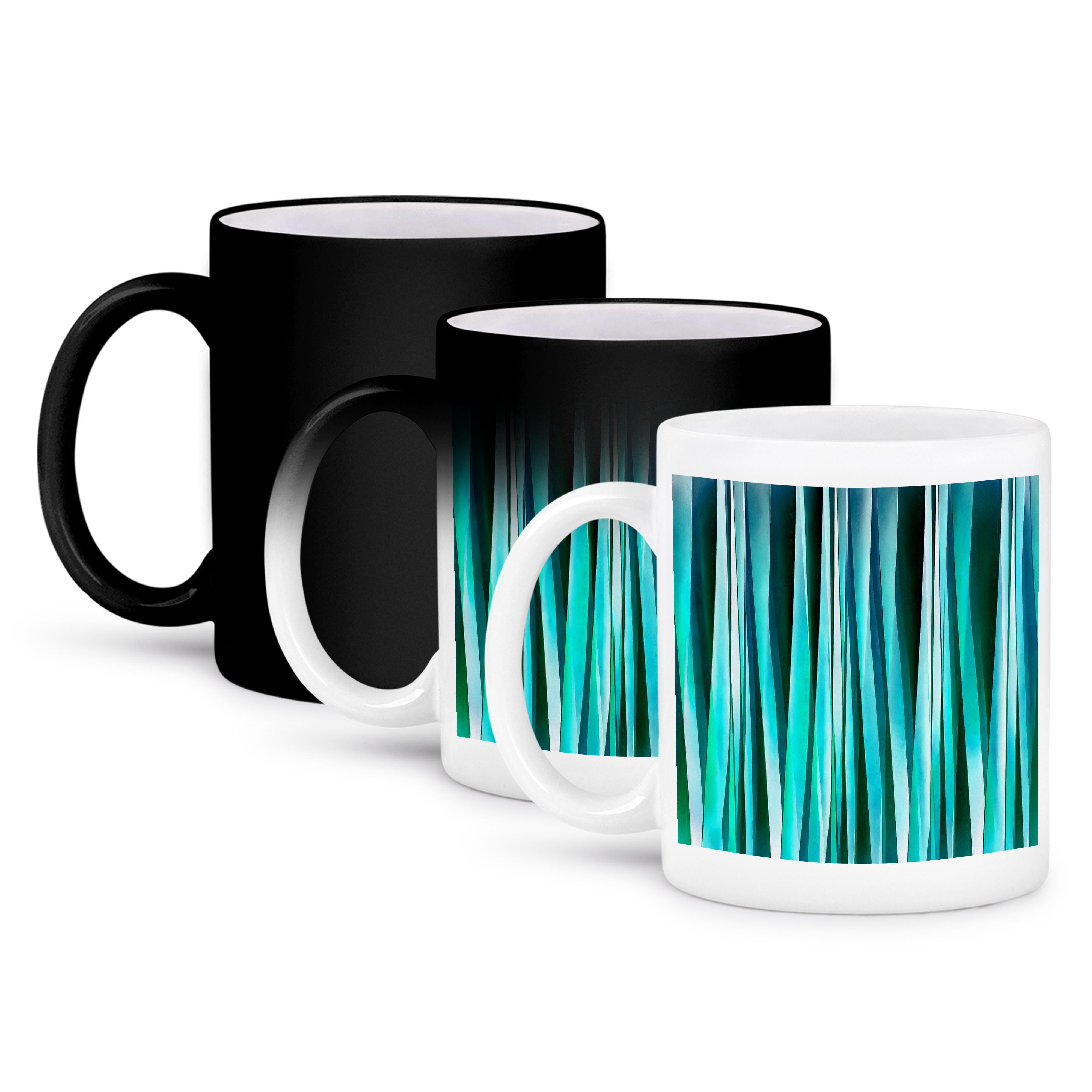 Turquoise And Cyan Ocean Stripy Lines Pattern, 11oz Magic Transforming ...