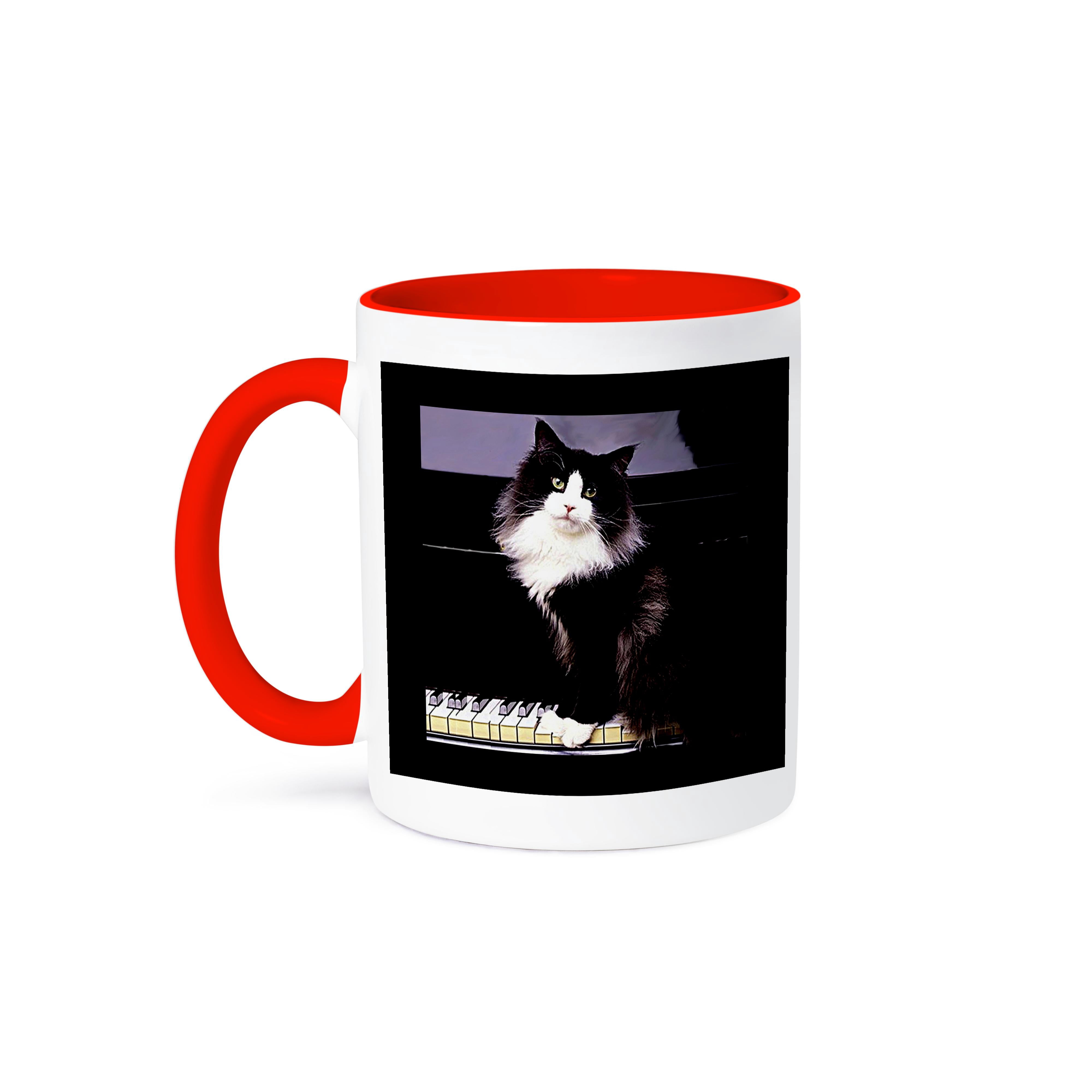 3dRose, Tuxedo Cat, 11oz Two-Tone Red Mug - Walmart.com