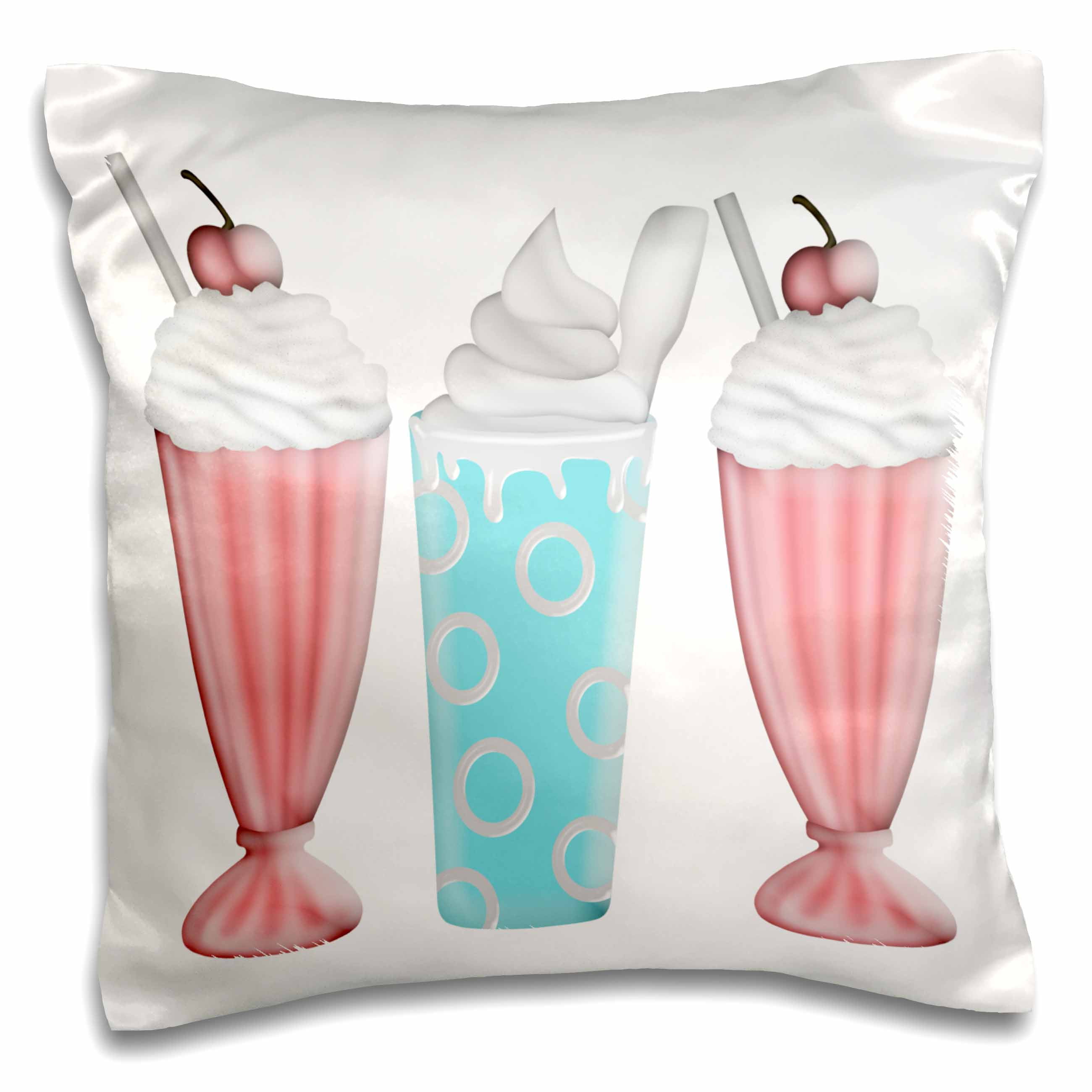 3dRose, Two Ice Cream Sundaes and A Milkshake In Pink, Aqua, and White ...