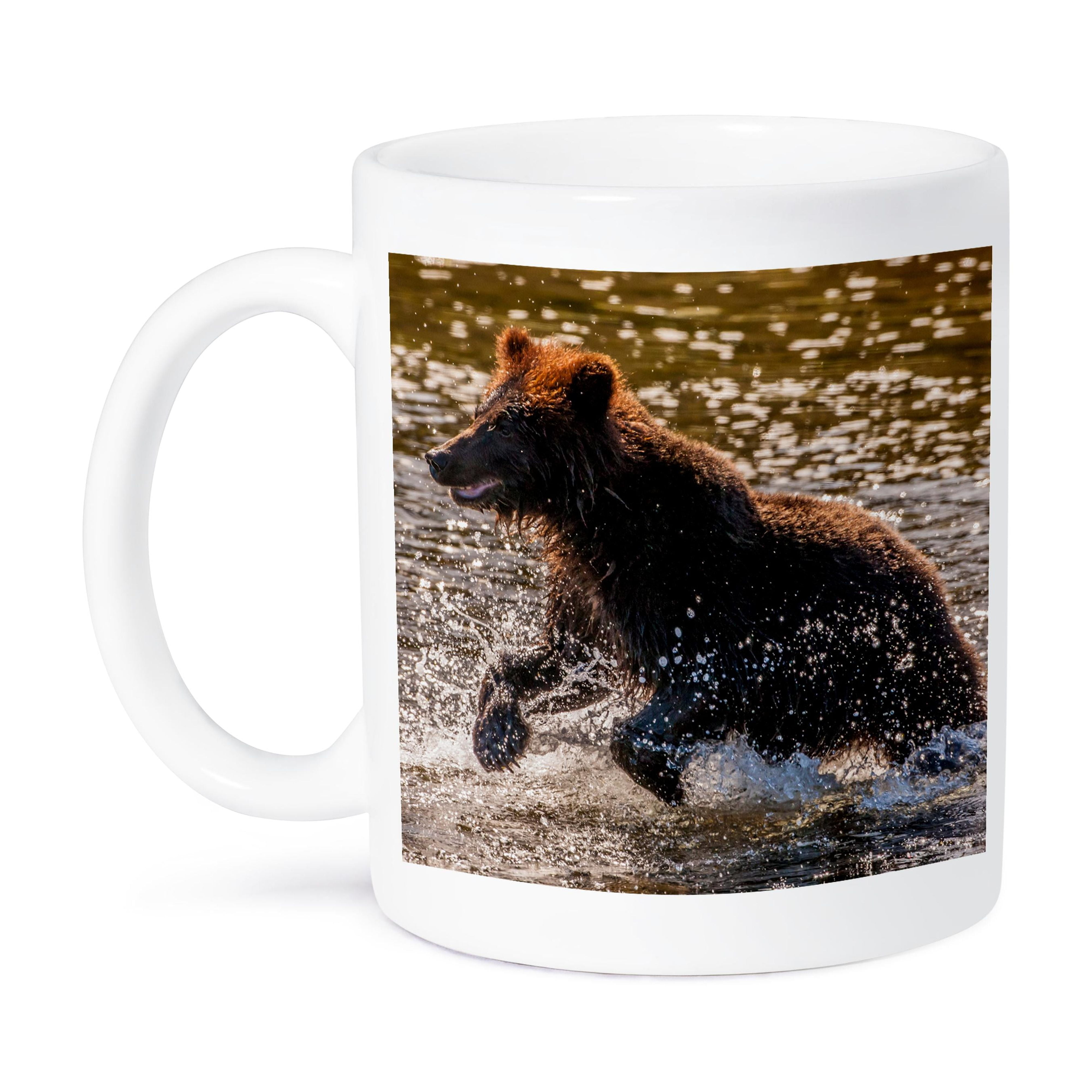 Usa, Alaska, Tongass Nf. Young Grizzly Cub Rushes To Catch Salmon ...