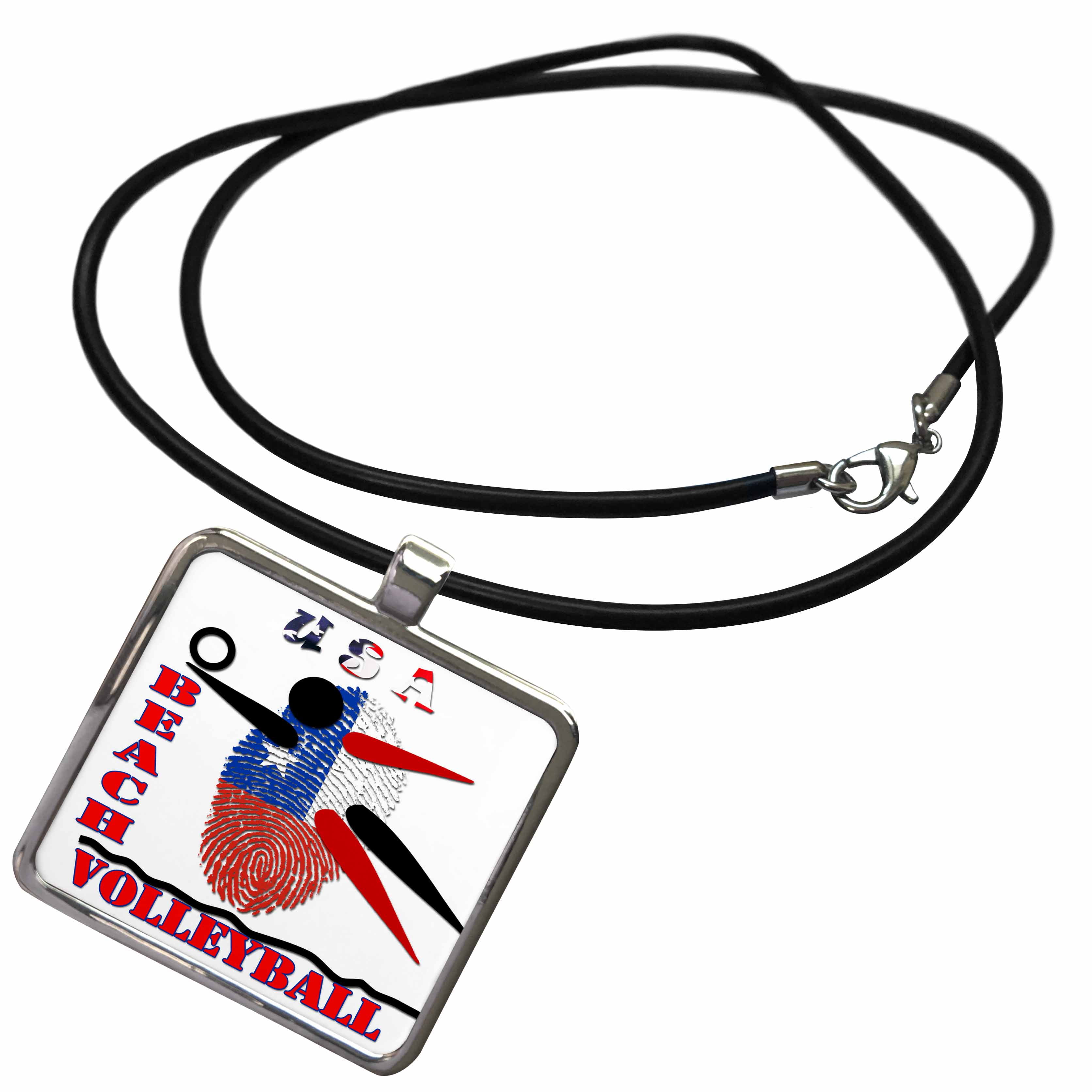 3dRose USA Beach Volleyball. Win. Score. Champion. - Necklace with ...